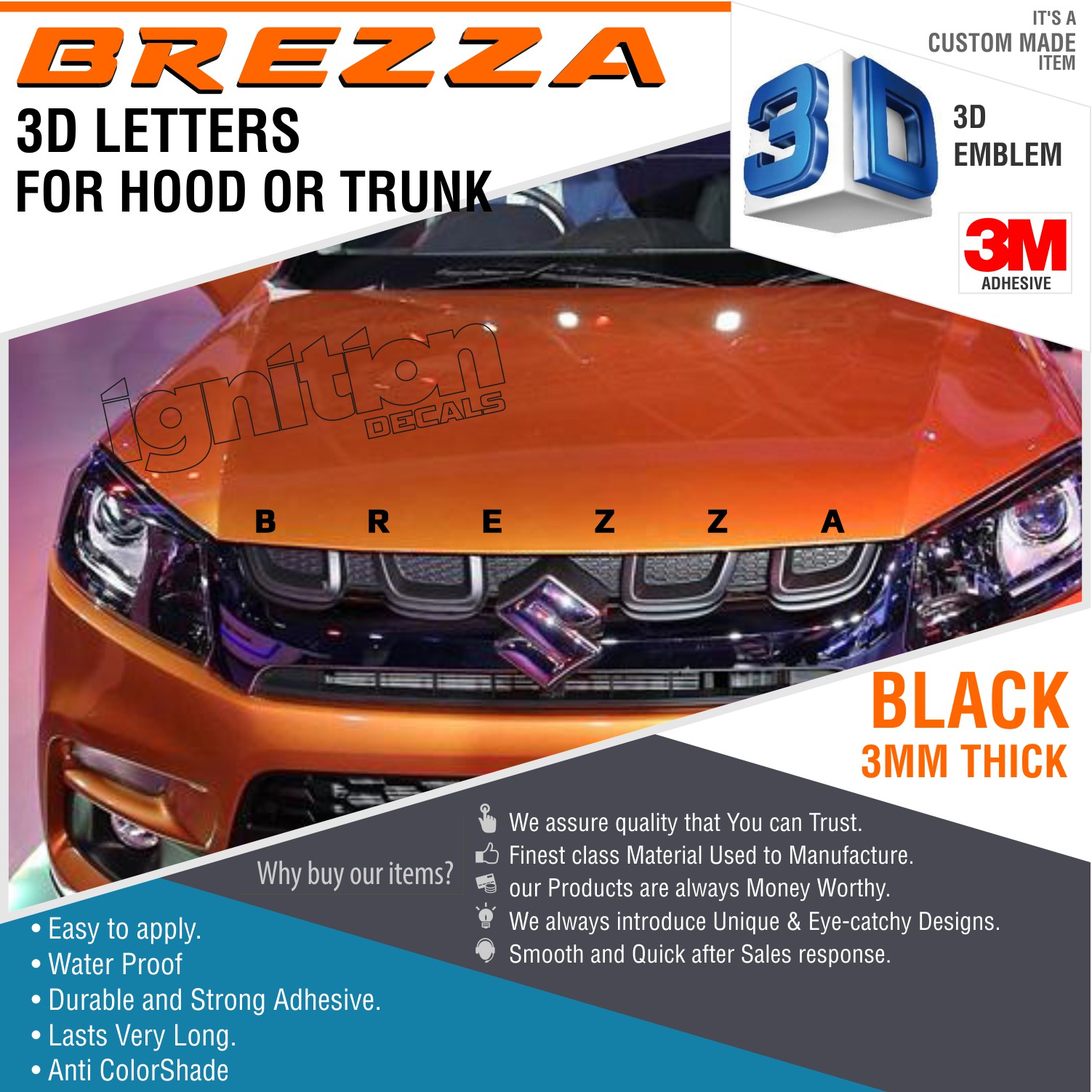 Buy Brezza 3d Letters for Maruti Suzuki Brezza Online @ ₹398 from ShopClues