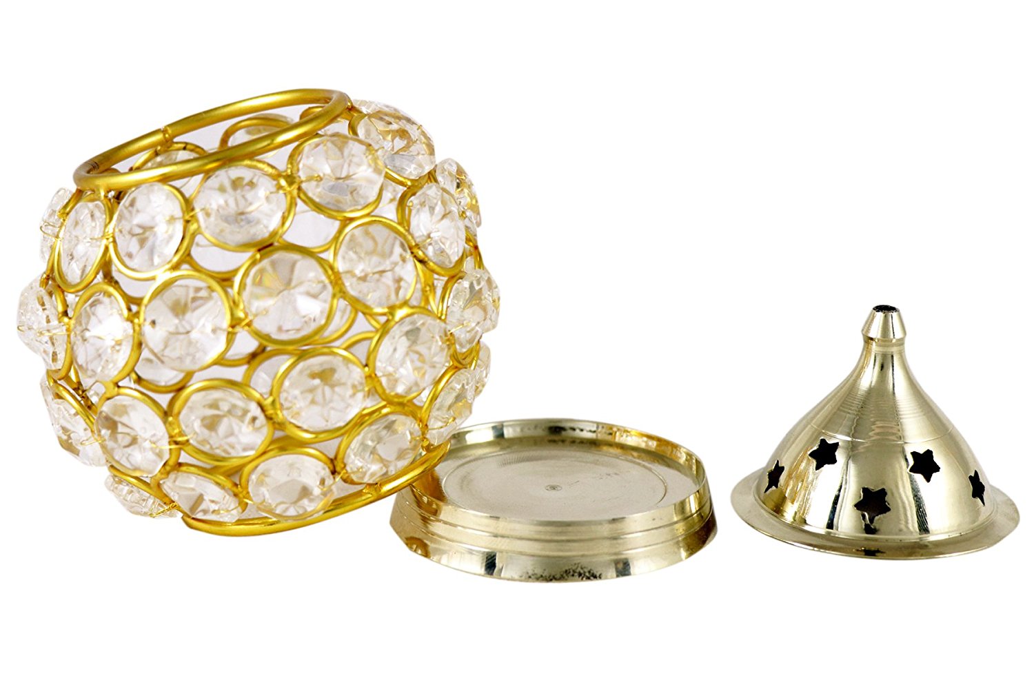 Buy SAARTHI Brass Akhand Diya Diamond Crystal Deepak/Dia Akhand Jyot ...