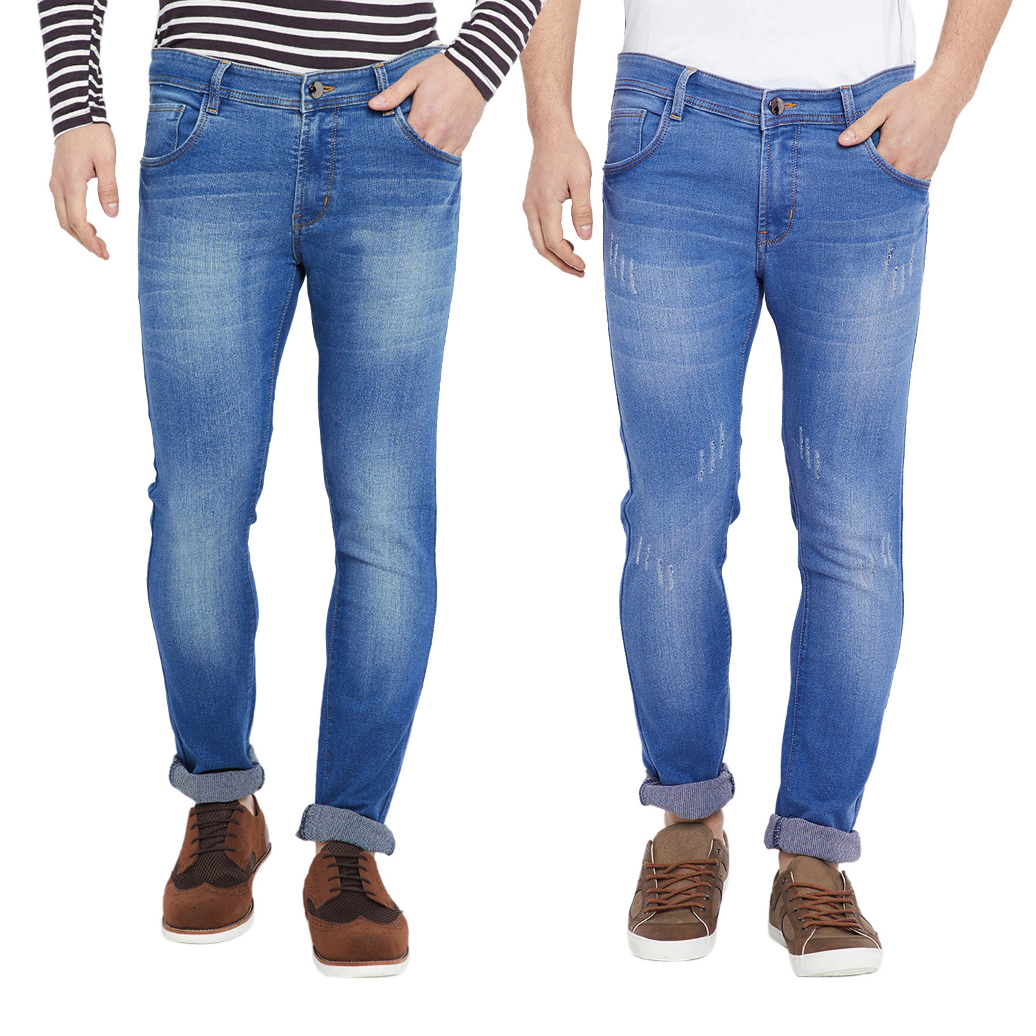 Buy Stylox Men's Premium Stretchable Slim Fit Whisker Blue Jeans-Pack ...