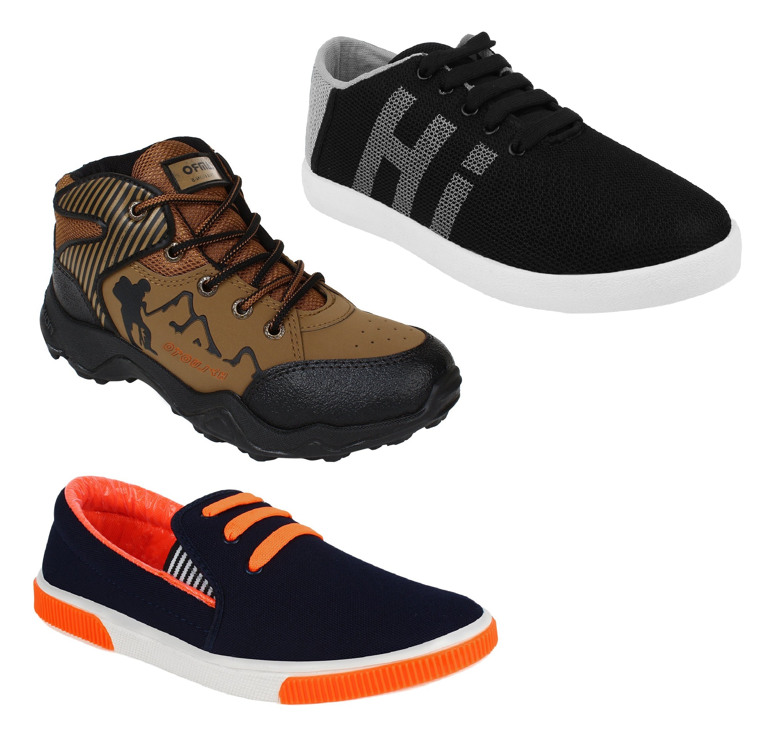 Buy Chevit Men's Trio COMBO Pack Of 3 Running Shoes with Sneakers and ...