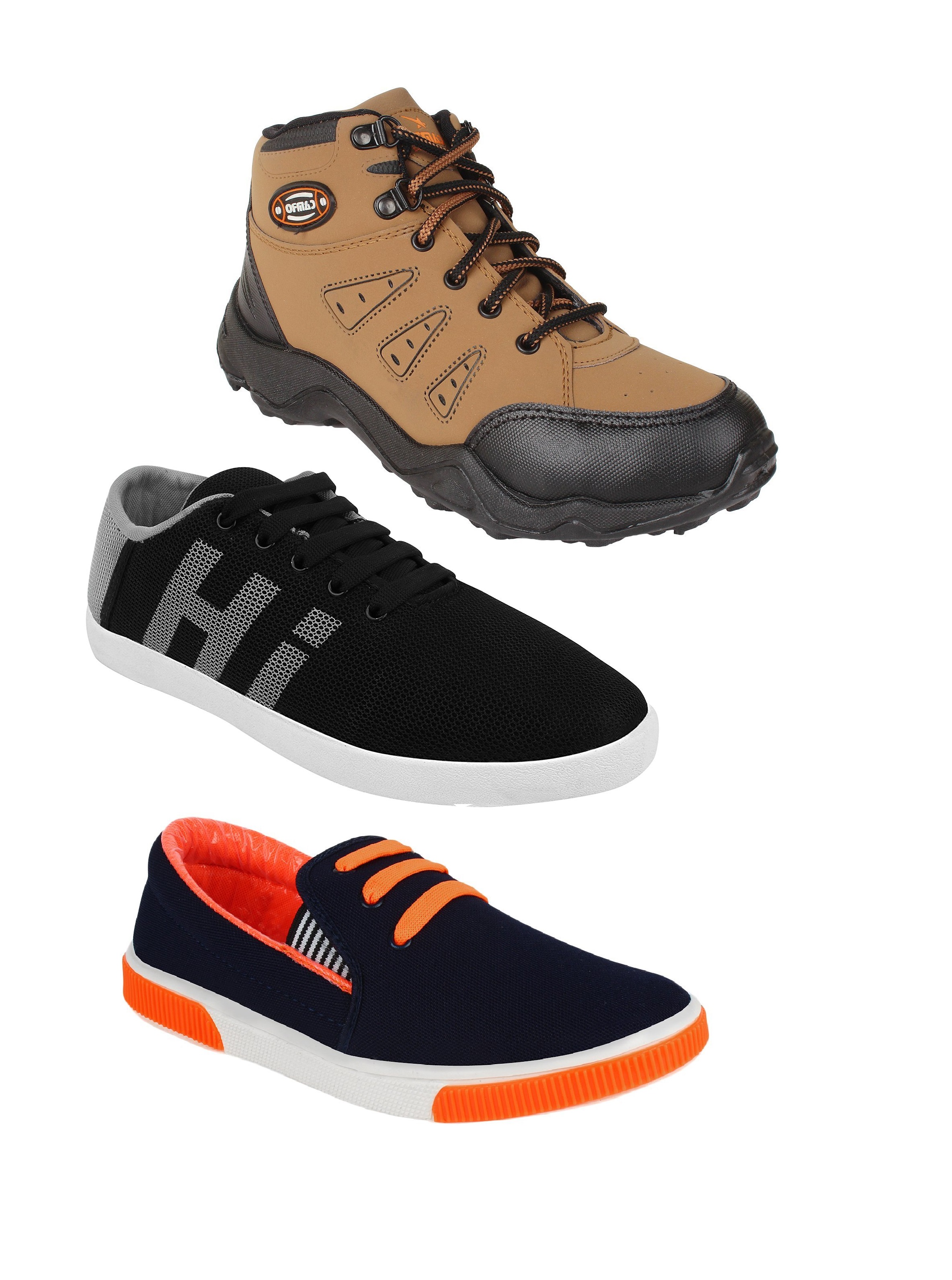 Buy Chevit Men's Combo Pack Of 3 Casual Running Shoes With Sneakers and ...