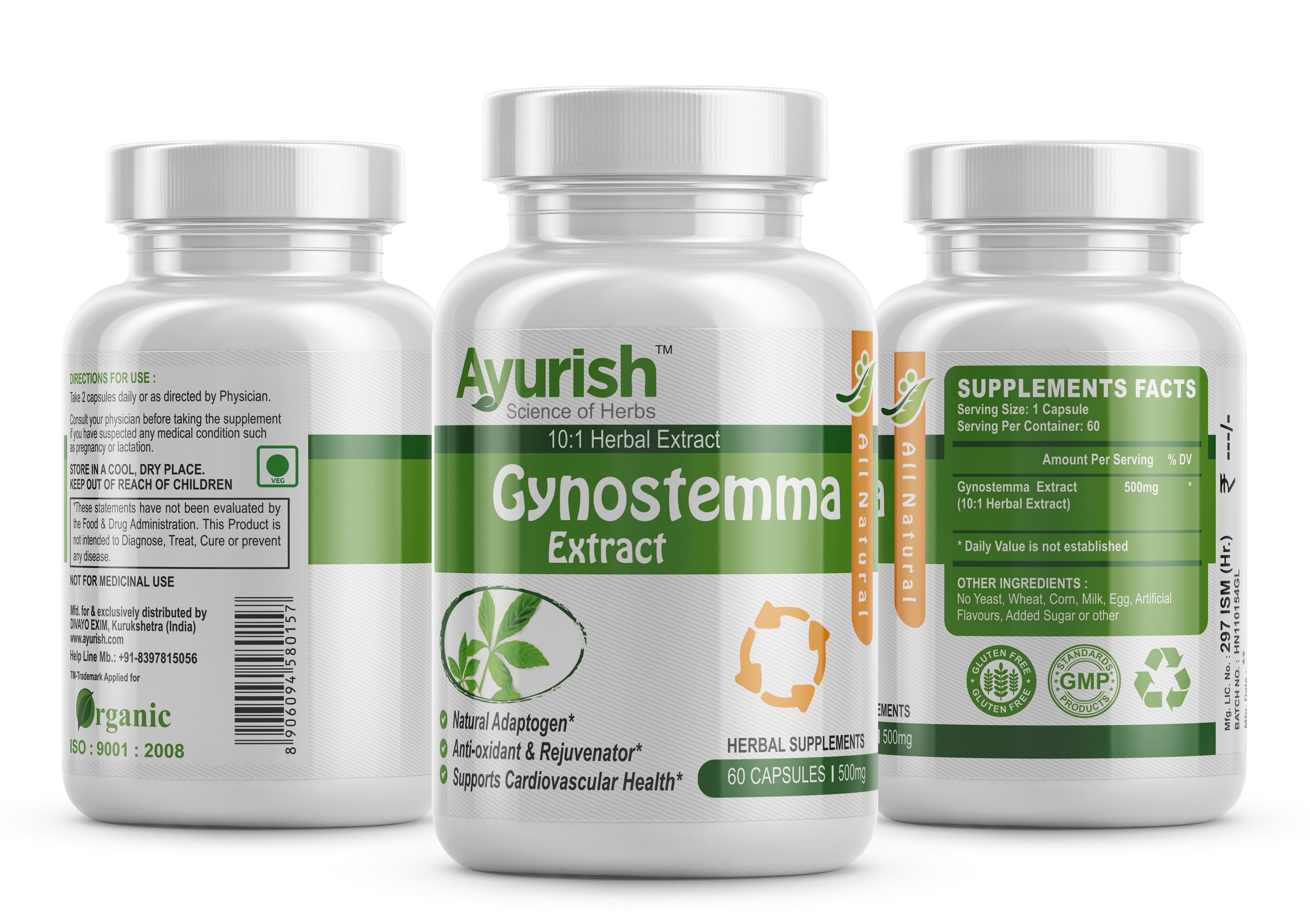 Buy Ayurish Gynostemma Extract with Jiaogulan 500 mg 60 Capsule Natural Adaptogen Online @ ₹649 ...