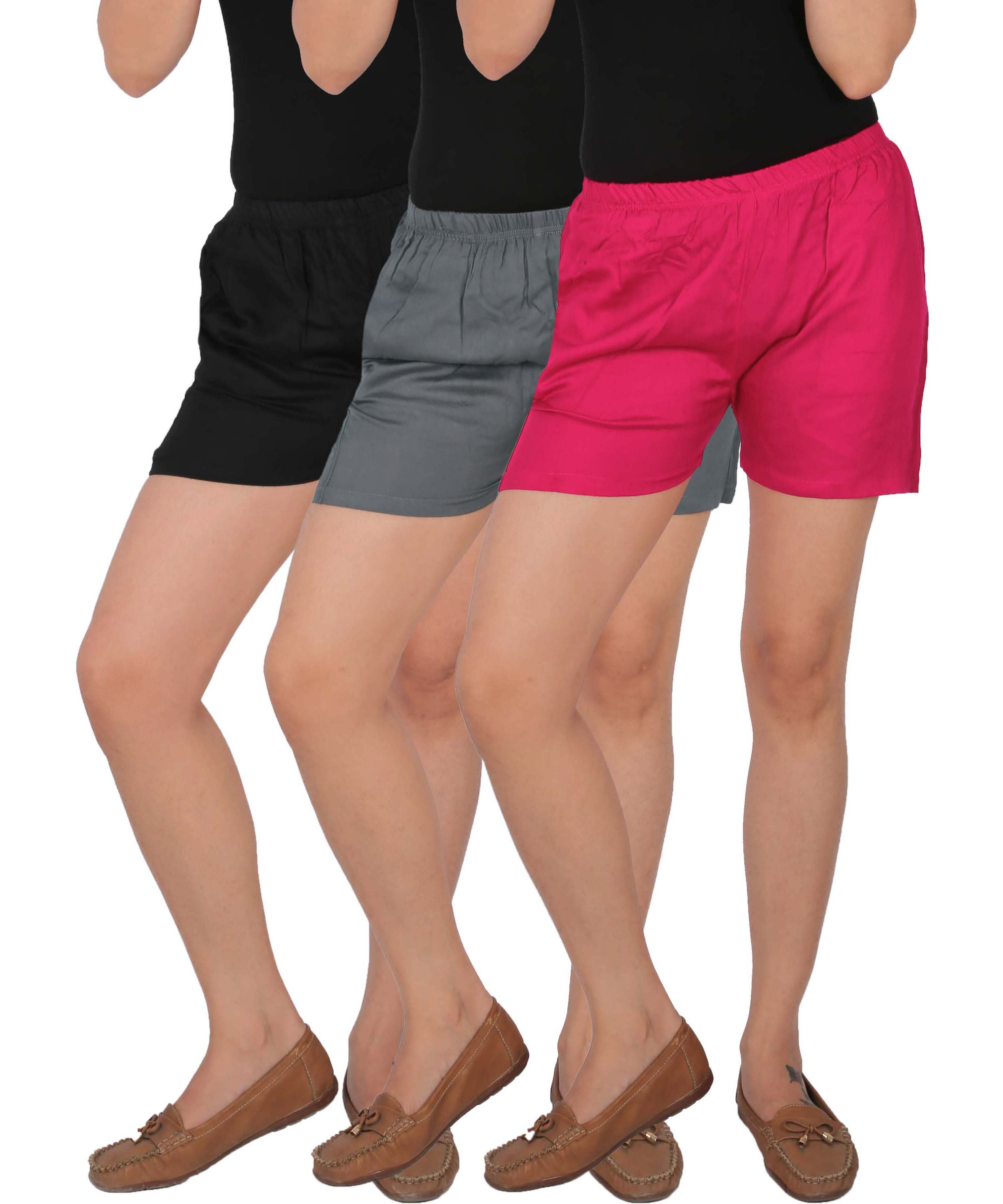 Buy Culture the Dignity Women's Solid Rayon Shorts With Side Pockets ...