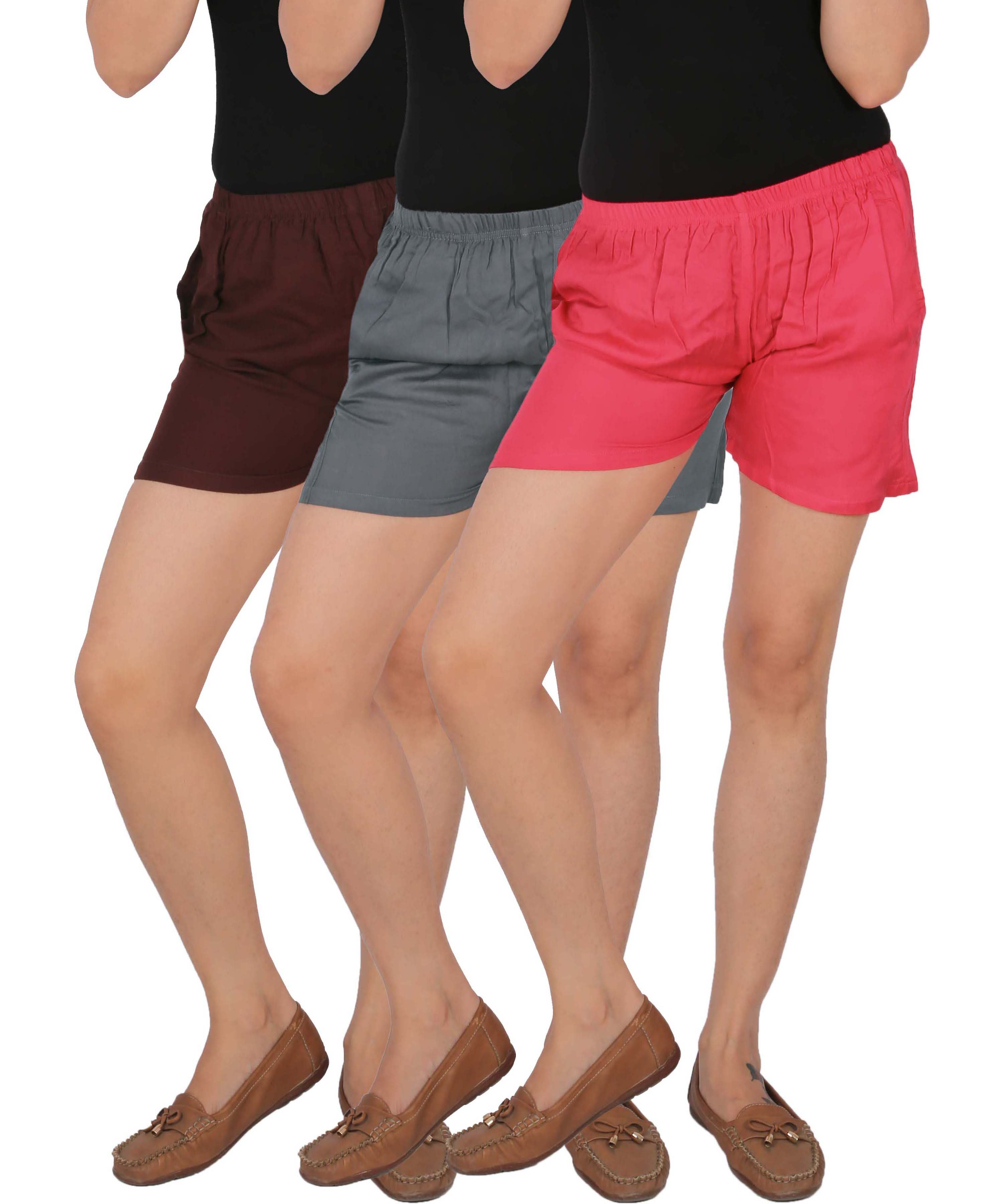 Buy Culture the Dignity Women's Solid Rayon Shorts With Side Pockets ...
