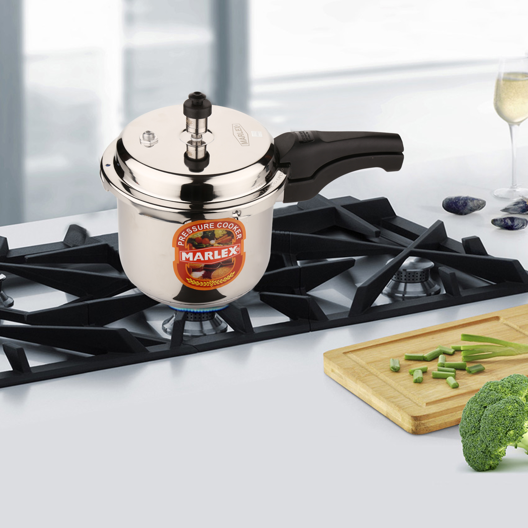 Buy Marlex Stainless Steel Outer Lid Romantica 3 L Pressure Cooker ...