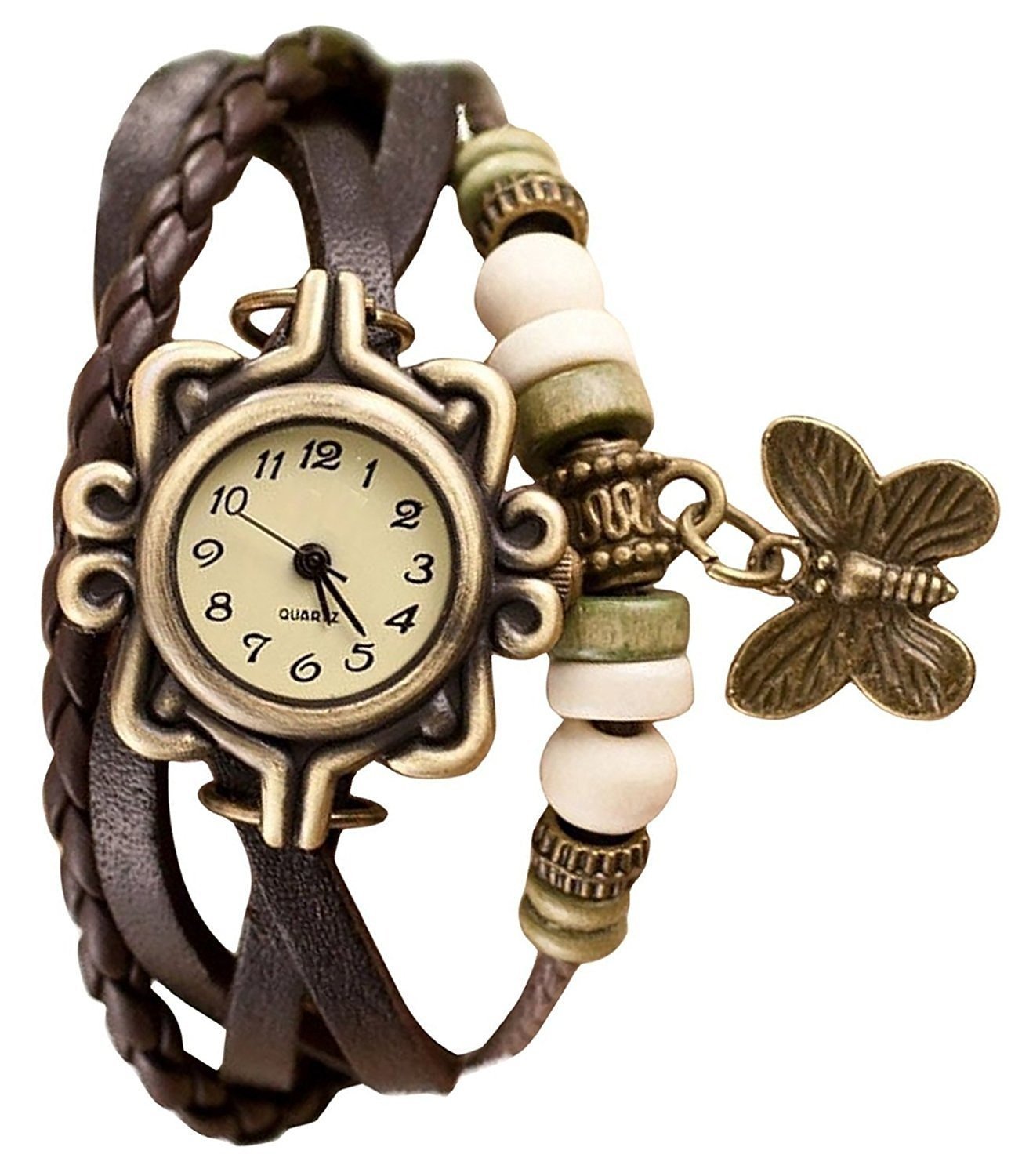 Buy Mettle Fancy Brown Leather Hand Knit Vintage Watches Dress bracelet ...