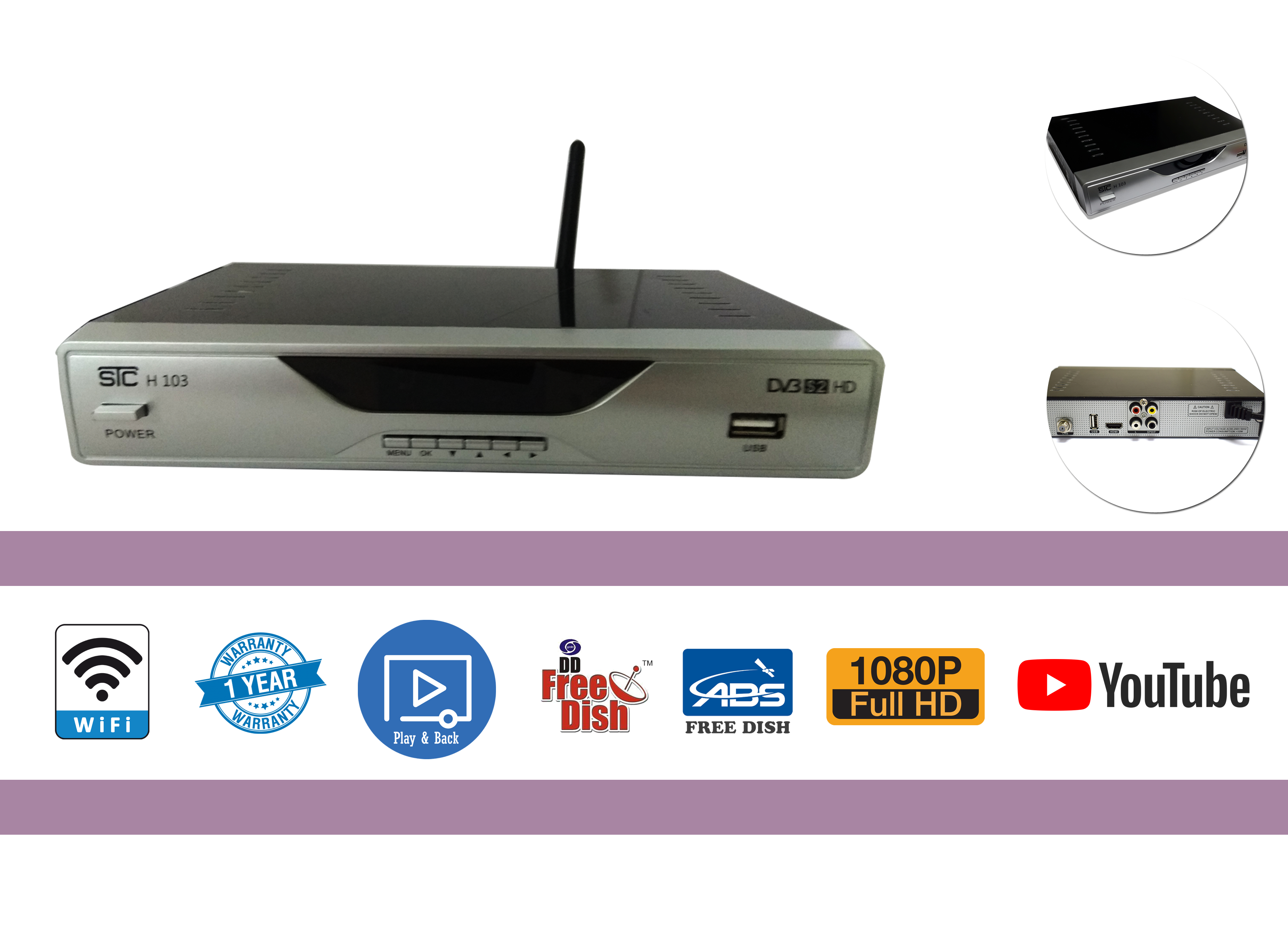 Buy STC H-103 WiFi Receiver Set Top Box With Unlimited Recording ...