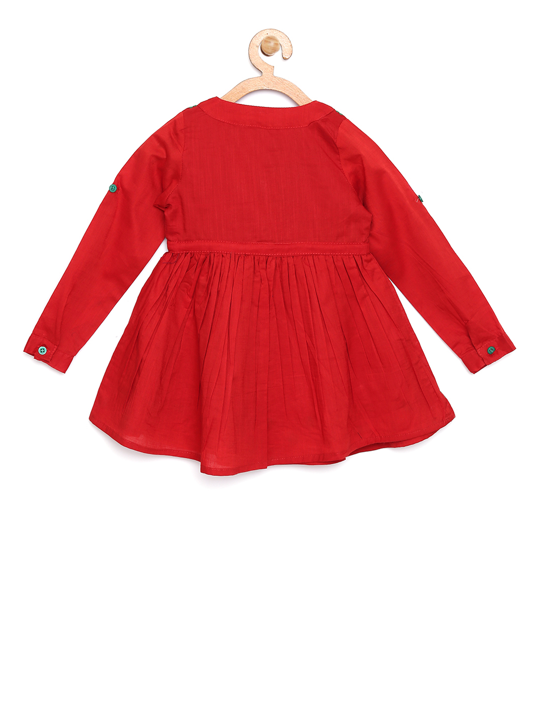 Buy Meia for girls Red color Embroidered dress in foldable sleeves ...