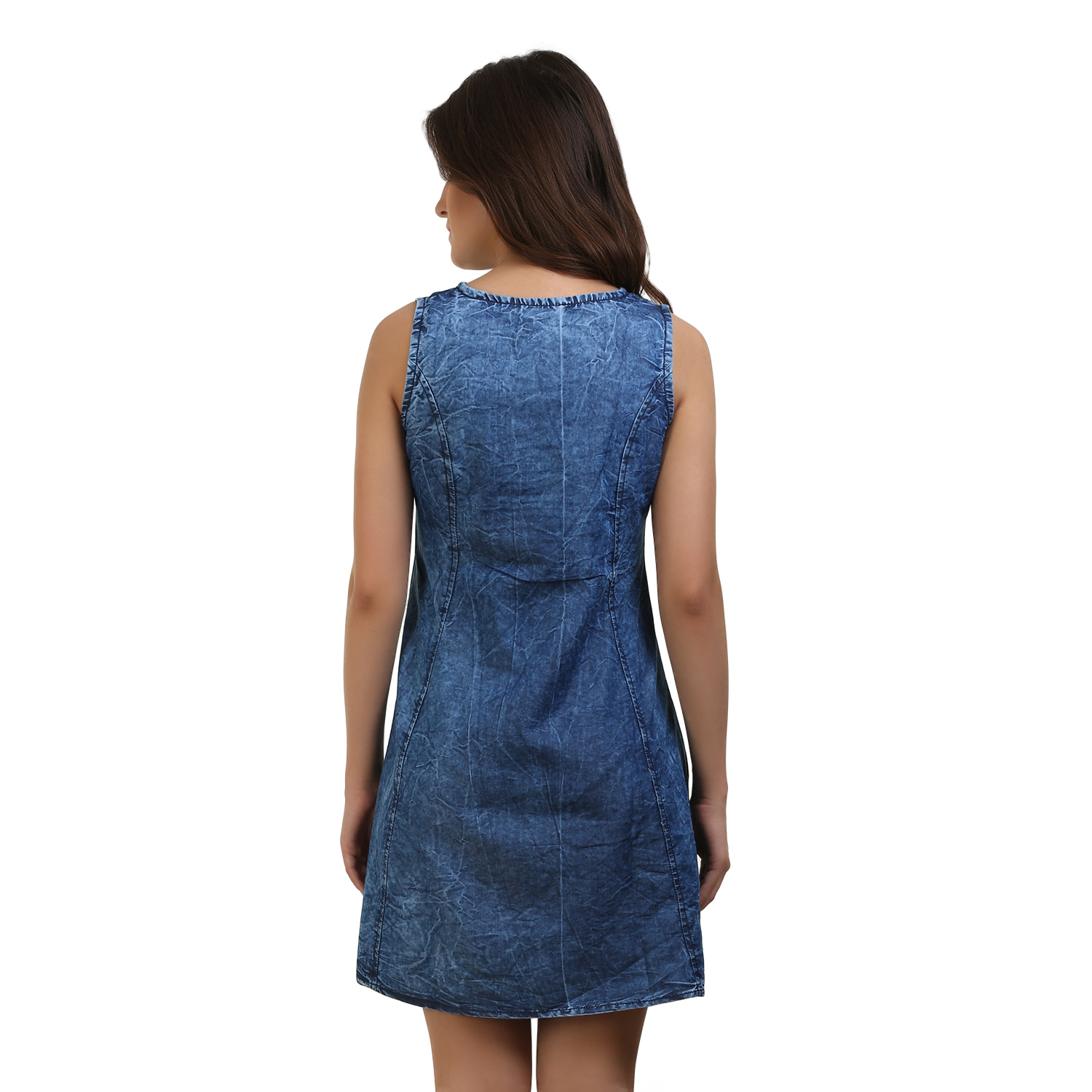Buy Buynewtrend Blue Sleeveless Denim Dress For Women Online ₹519