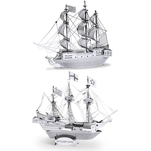 Buy Metal Earth 3D Laser Cut Steel Models - Black Pearl Ship AND Golden ...