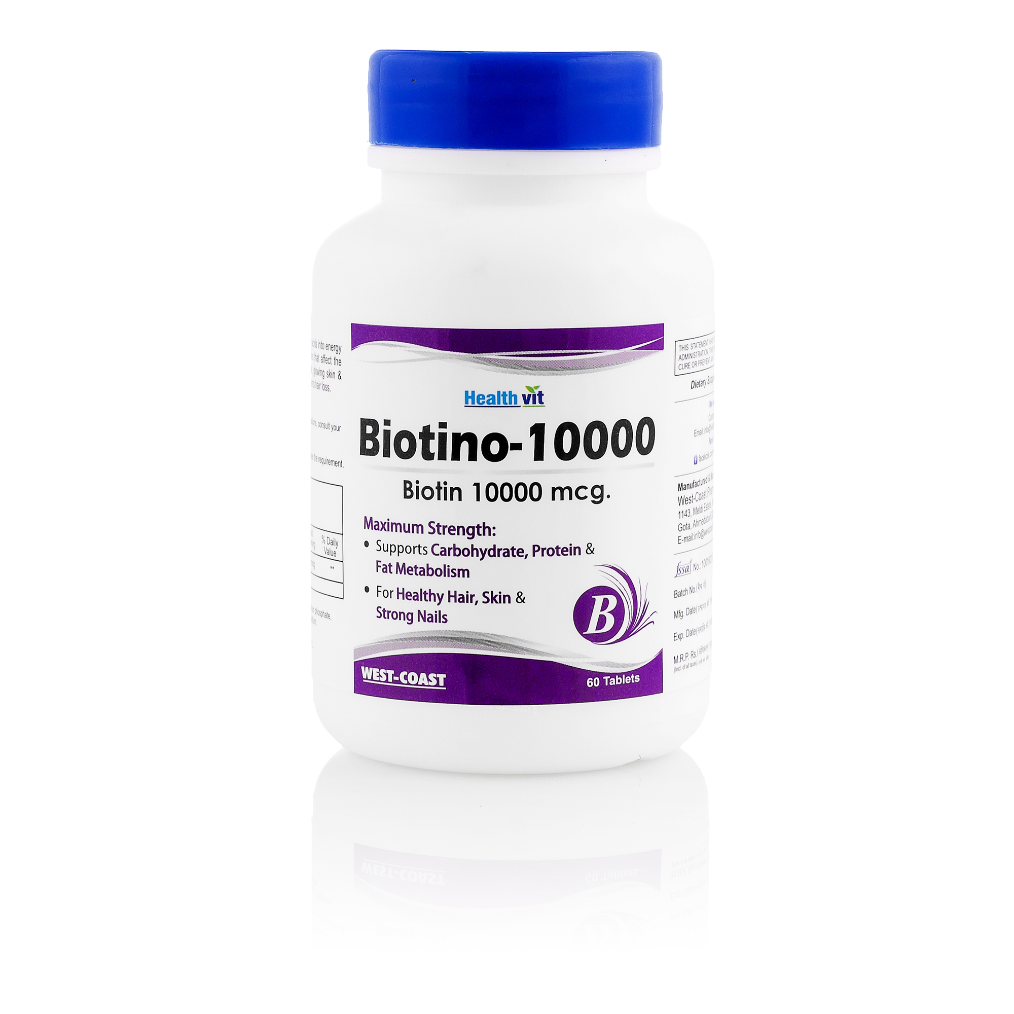 Buy HealthVit Biotino-10000 Biotin 10,000mcg Maximum Strength 60 Tablet ...