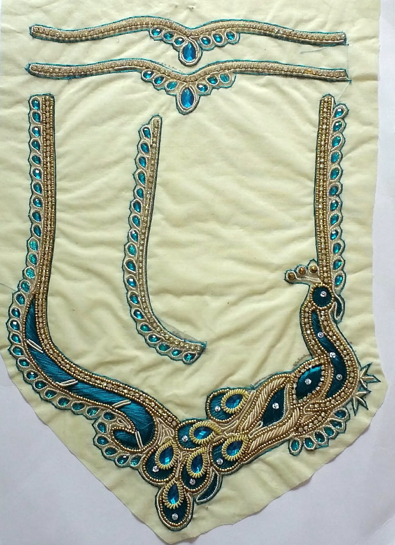 Buy Green colour beautiful blouse back neck design/patch peacock style ...