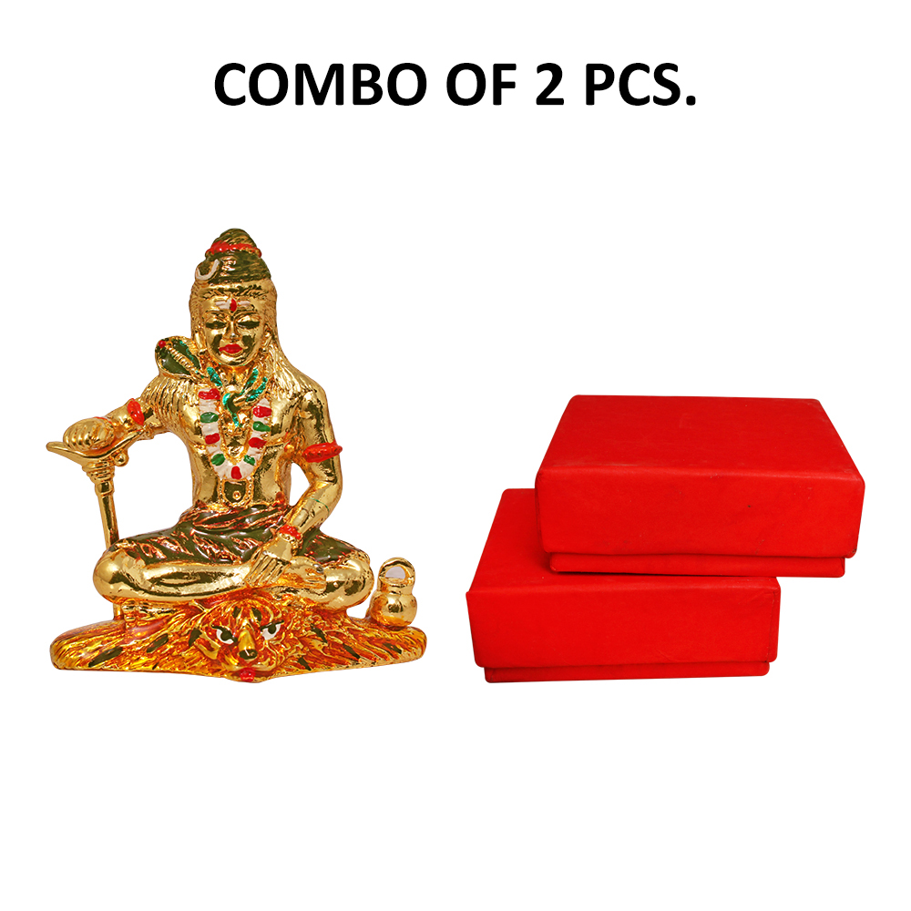 Buy Set of 2 Brass Golden Finish God Shiv Idol Lord Shiva Handicraft ...
