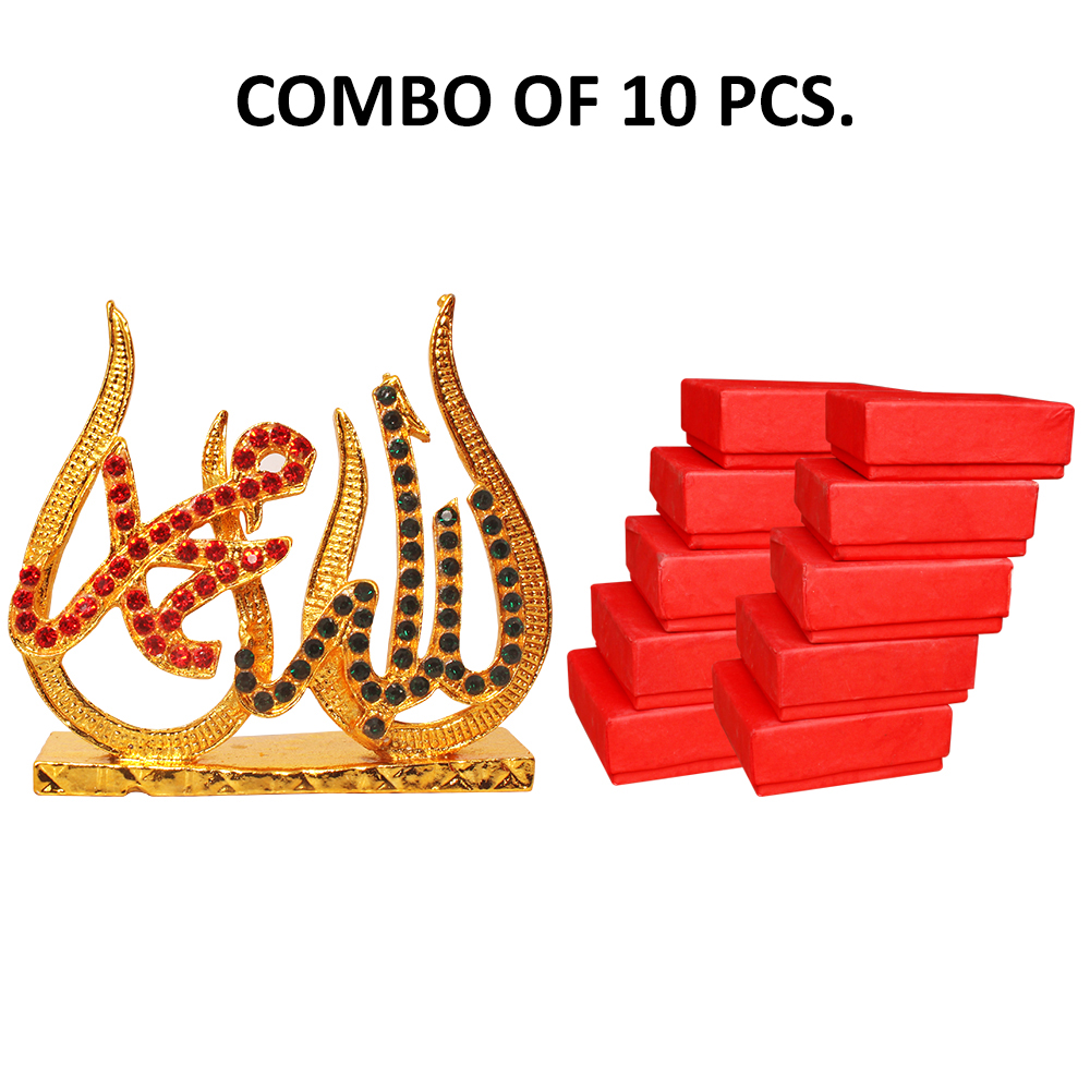 Buy Set of 10 Brass 24 K Gold Plated With Stones Allah Sign Car ...