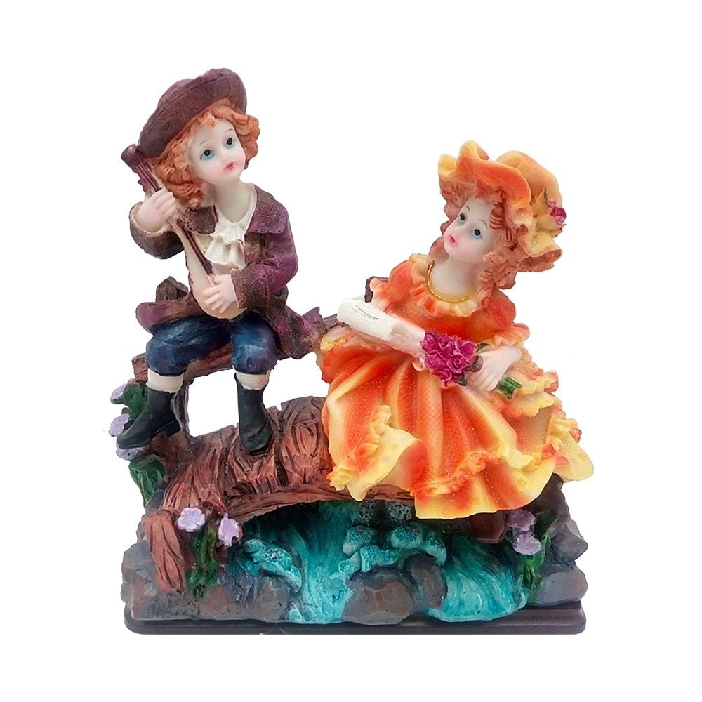 Buy Multicolour with wooden Base Love couple Statue Showpiece Romantic ...
