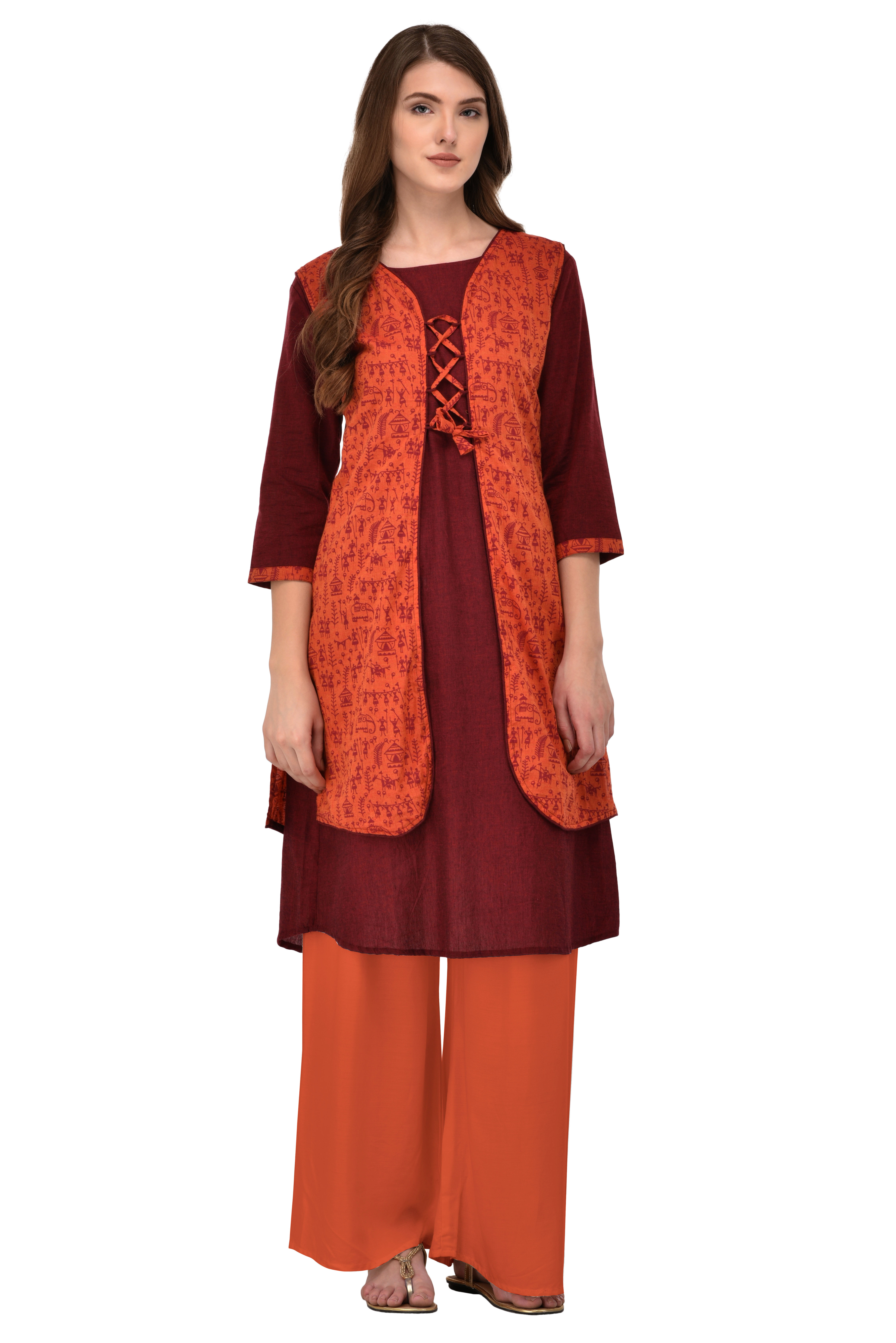Buy FLAVIDO Maroon Printed Cotton Stitched Kurti Online @ ₹999 from ...