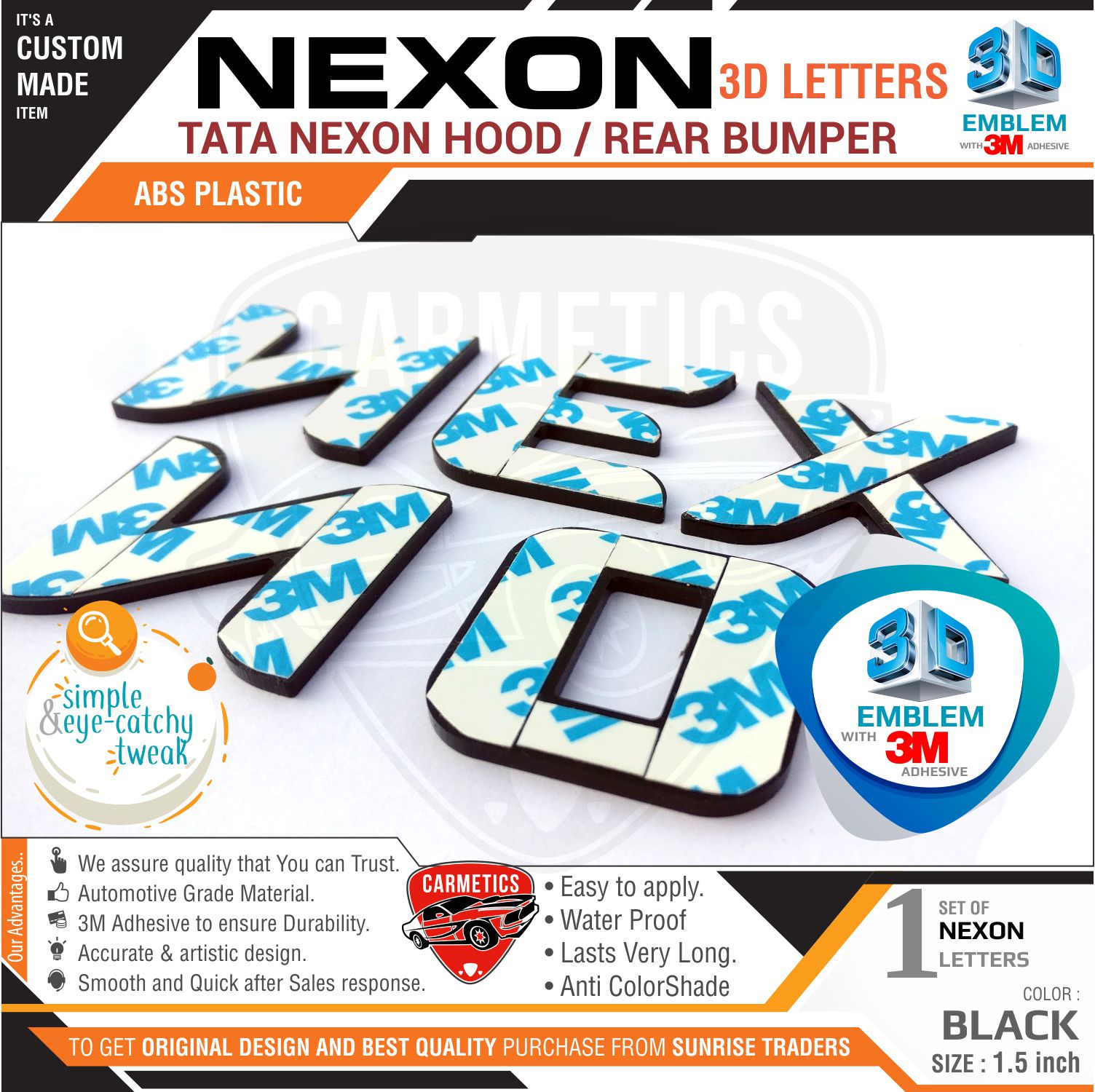 Buy Nexon 3d Letters For Tata Nexon Glossy Black Carmetics Online