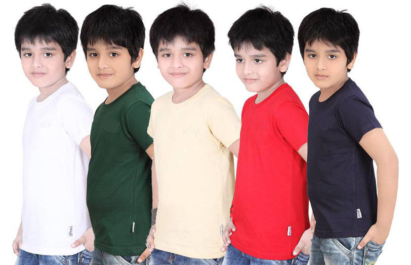 Buy Kidzo Boys Solid T Shirt (Multicolor, Pack of 5) Online @ ₹499 from ...