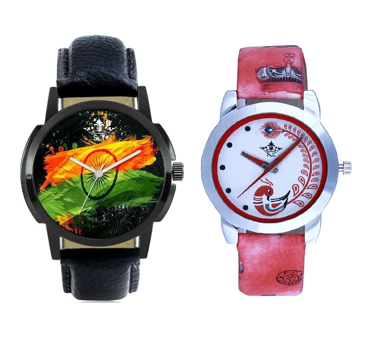 Buy Indian Flag With Red More Couple Analogue Wrist Watch By Harmi Exim ...