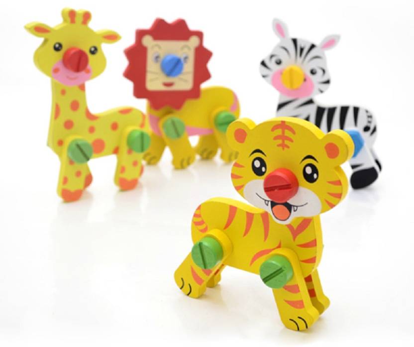 Buy Cute Animal Disassembly and Assembly Wooden Puzzle Learning Toy For ...