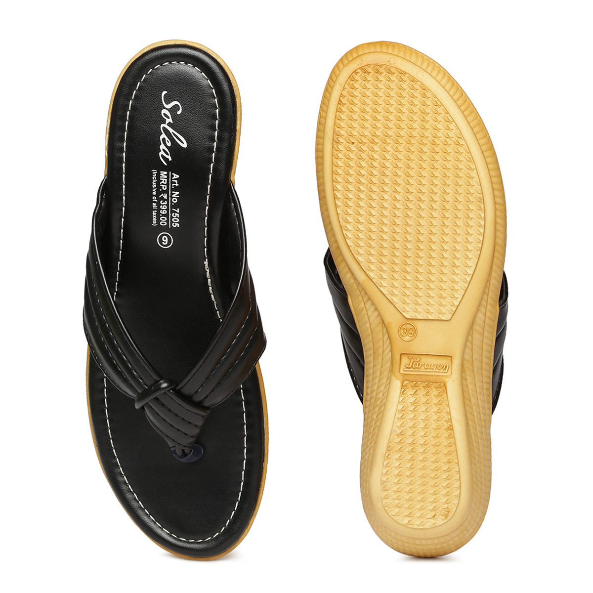 Buy Paragon-Solea Plus Women's Black Slippers Online @ ₹299 from ShopClues