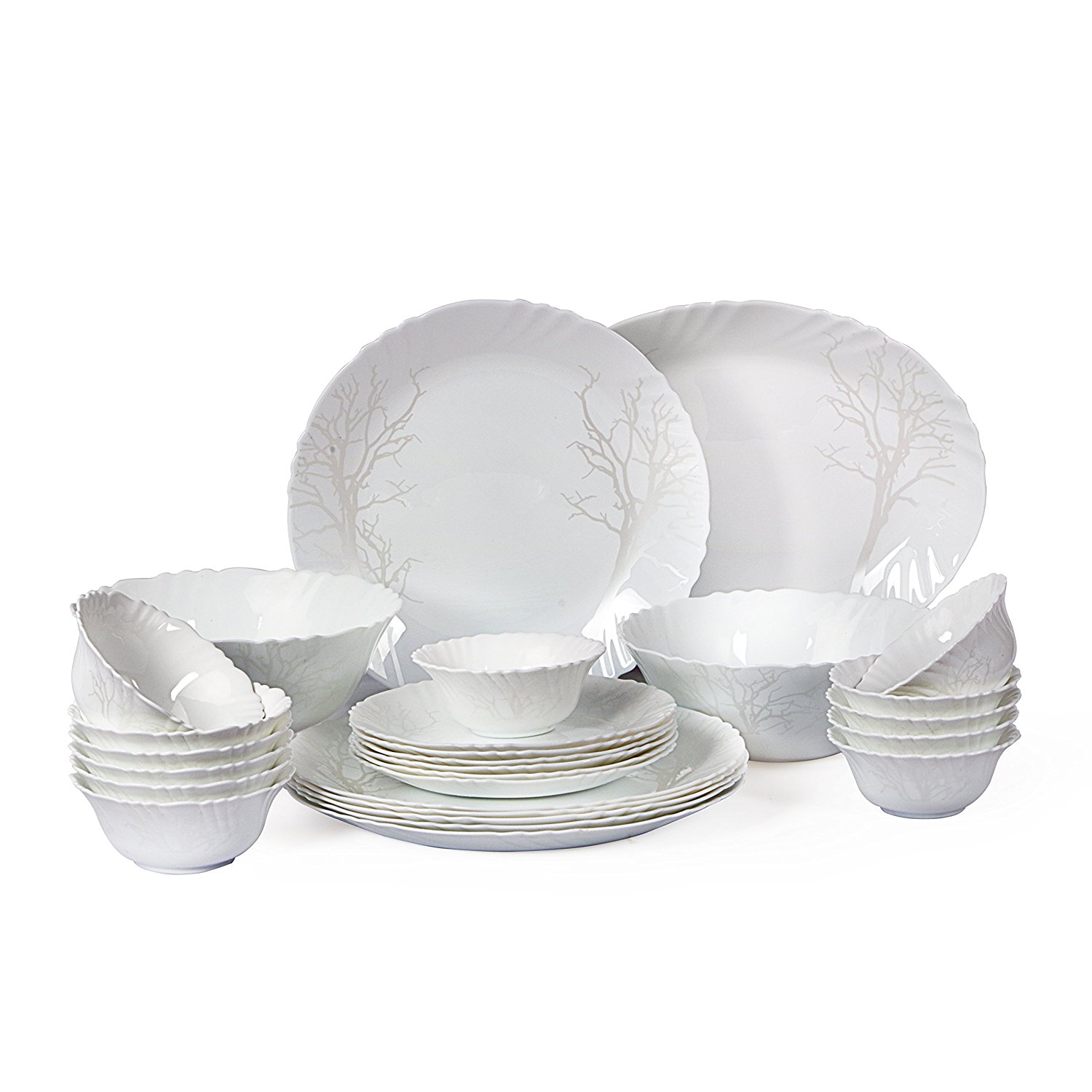 Buy Cello Imperial Winter Frost Opalware Dinner Set, 27 Pieces, White Online @ ₹2500 from ShopClues