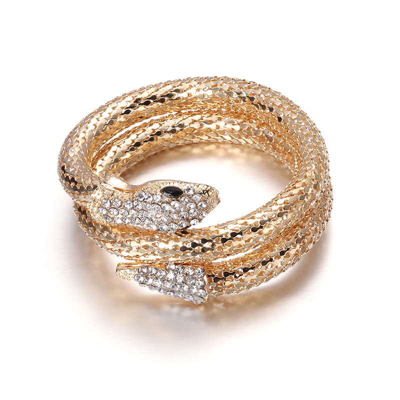 Buy Punk Vintage Gold color Long Snake Bracelets Bangles Rhinestone ...