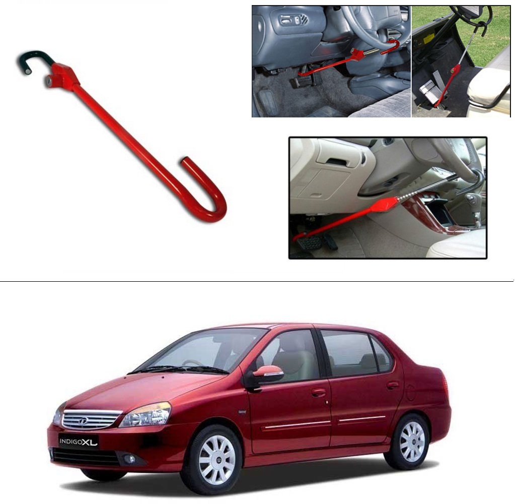 Buy AutoStark 3r Red Car Steering Wheel Lock Pedal Saftey Interior ...