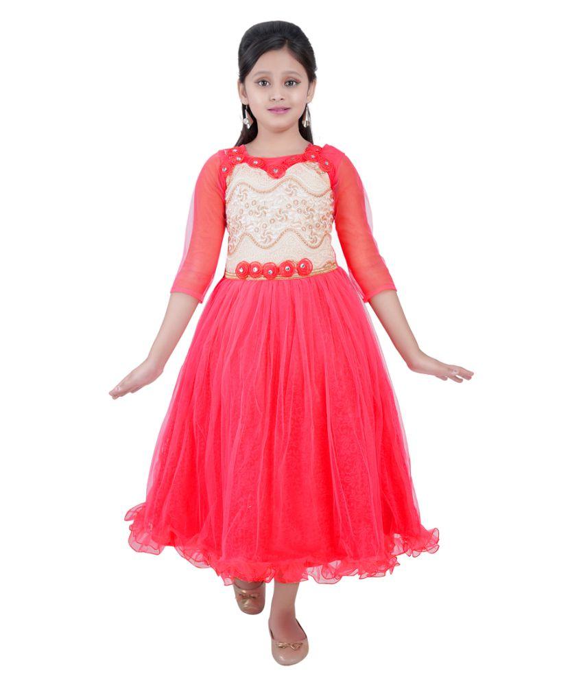 Buy Saarah Red Net Dress for girls Online @ ₹1208 from ShopClues