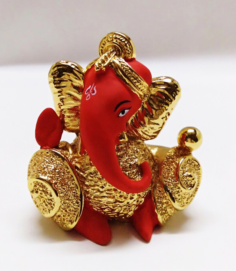 Buy Chintamani Arts Gold Plated GANESH IDOL GANESH IDOL IDOL OF CAR ...
