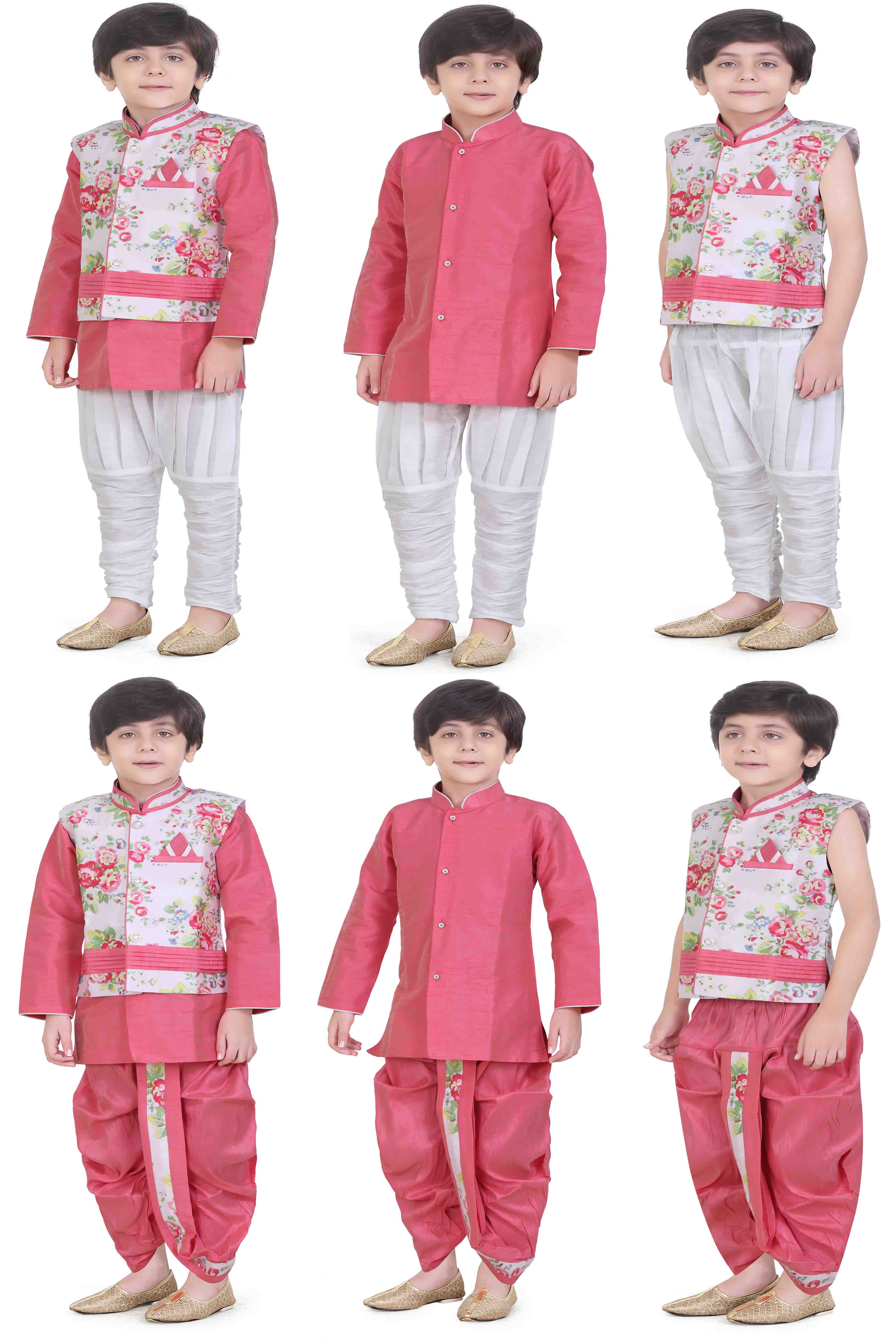 Buy Jeet Pink Jacket Kurta Pyjama Dhoti Suit for Boys Online @ ₹1950 ...