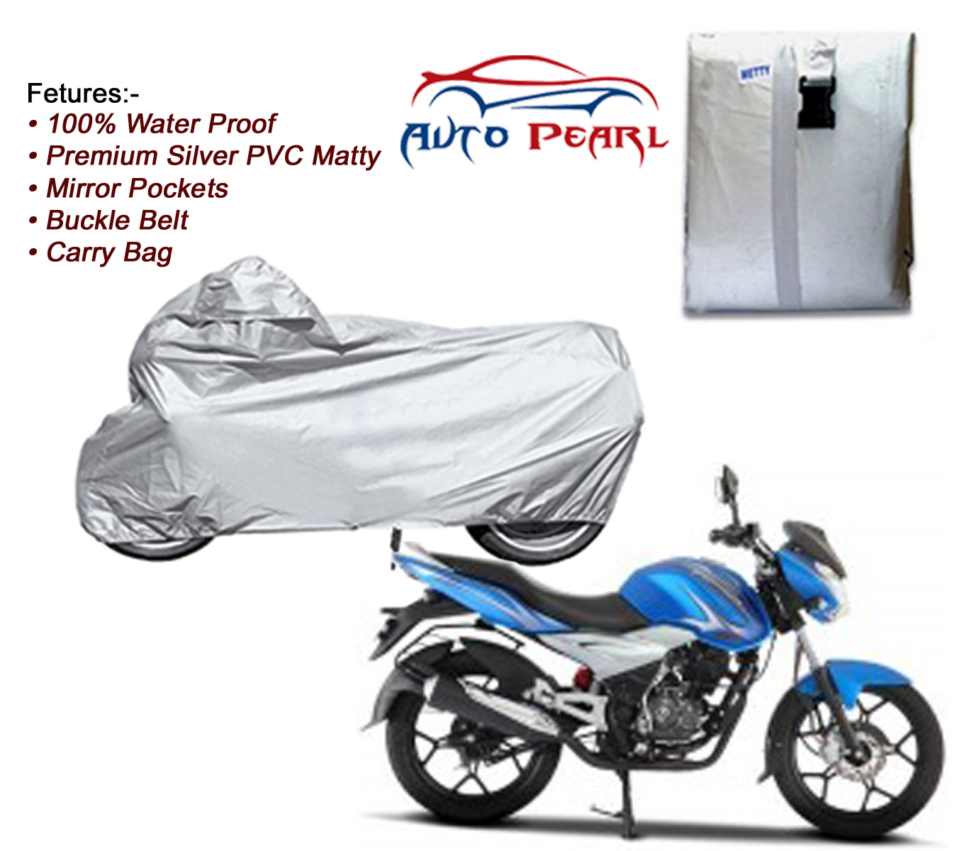 Water Proof Bike Body Cover With Mirror Pockets - Bajaj Discover 125 at ...