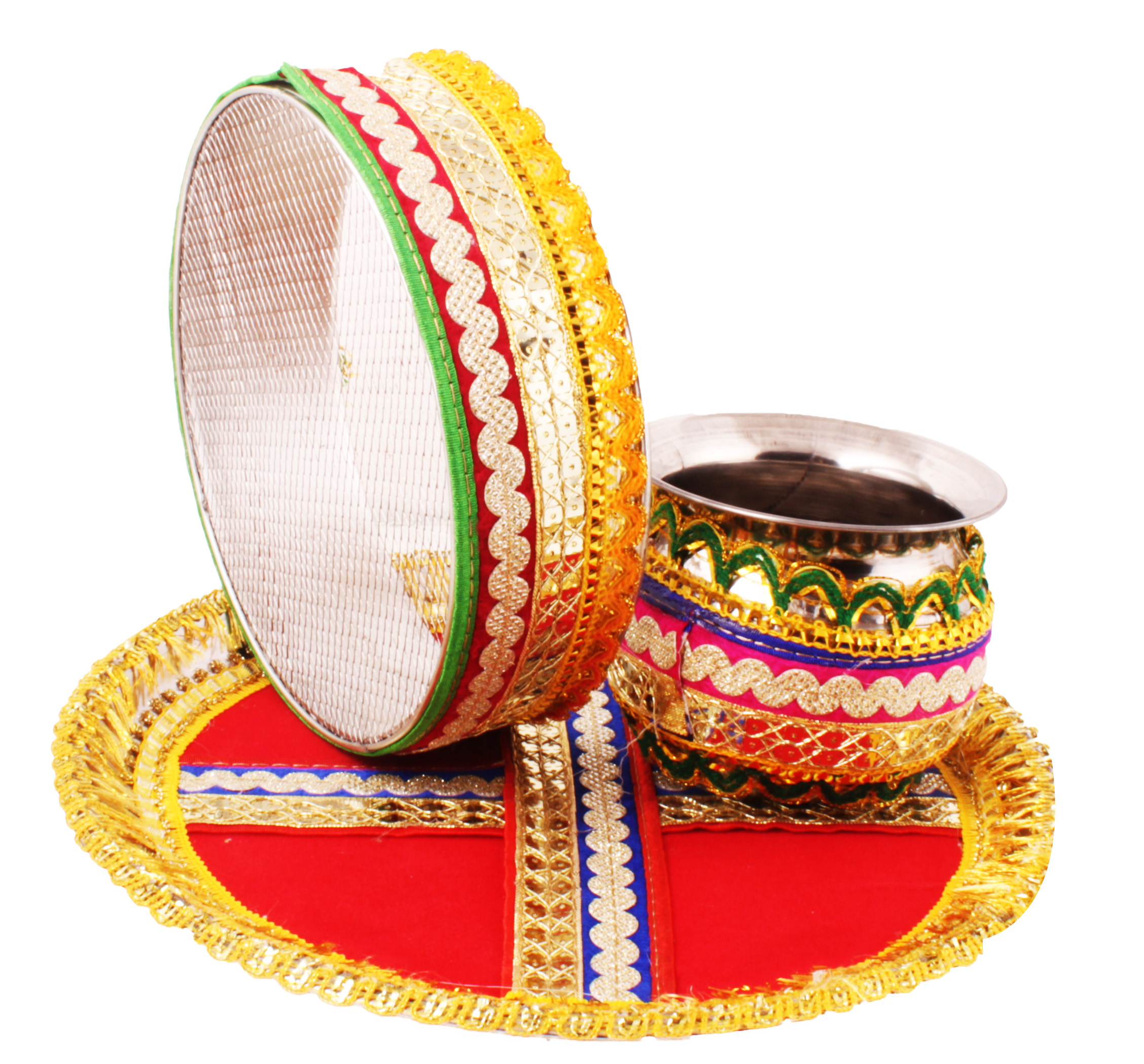 Buy IPP Beautiful Karwa Chauth Maroon Puja Thali Set amazing set of ...