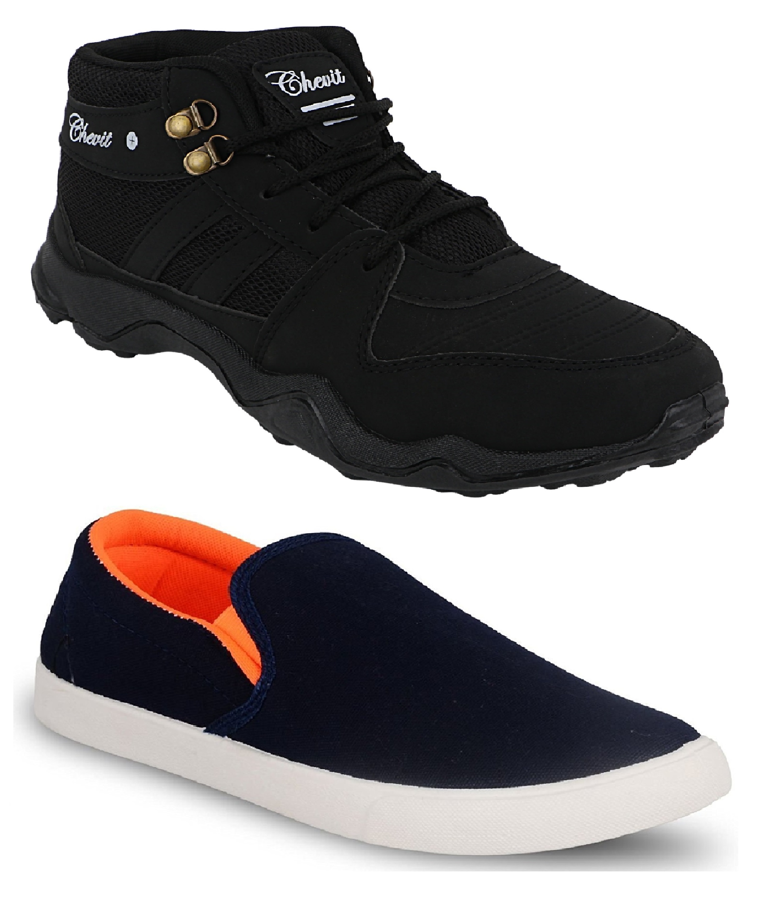 Buy Chevit Men's Combo Pack of 2 Running Shoes With Loafers (Casual ...