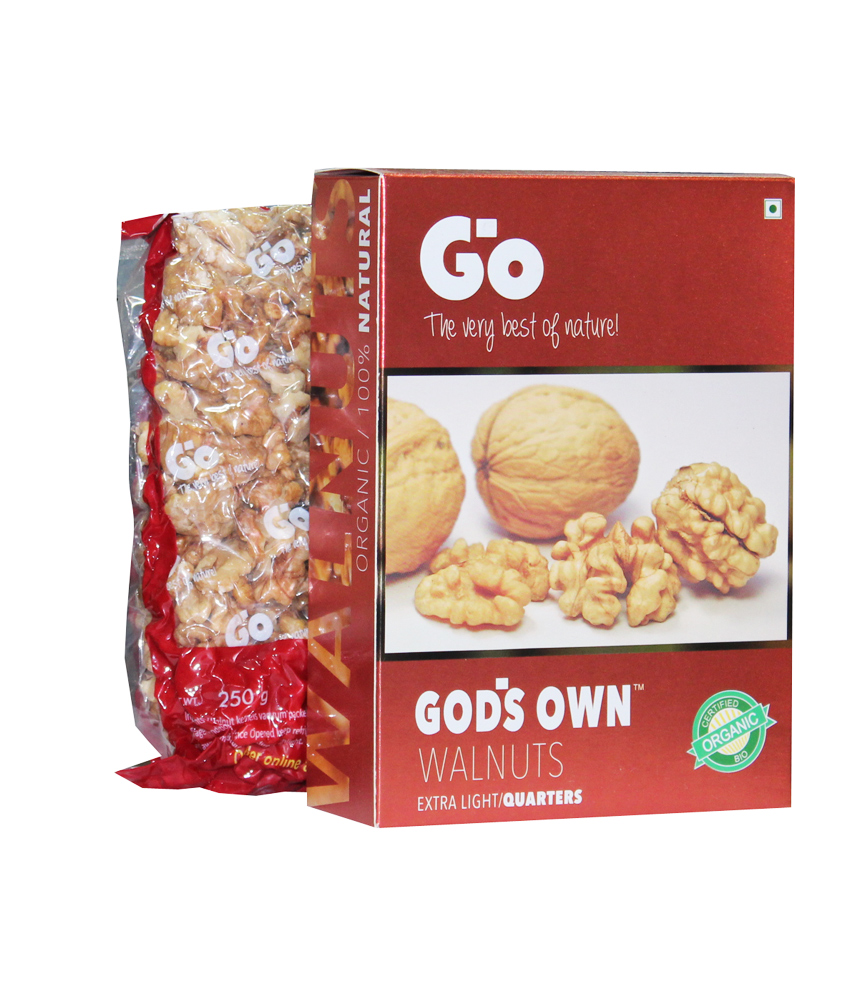 Buy GO Organic Extra Light Quarter Regular Walnuts (Akhrot) Giri 4 pieces 250 gm Online @ ₹350 ...