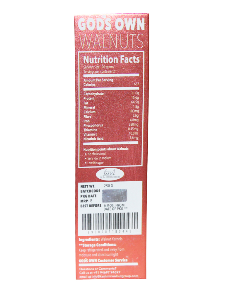 Buy GO Organic Extra Light Quarter Regular Walnuts (Akhrot) Giri 4 pieces 250 gm Online @ ₹350 ...