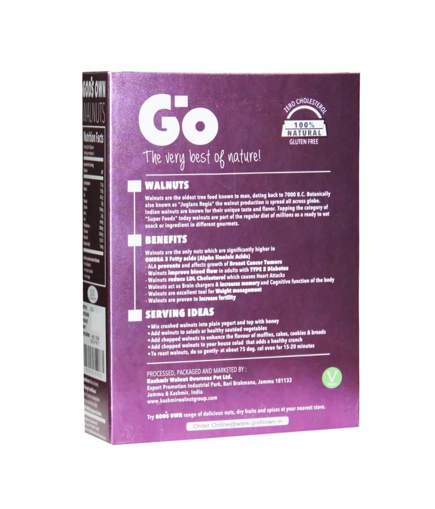 Buy GO Organic Light Halves Regular Walnuts (Akhrot) (Giri 2 pieces) 250 gm Online @ ₹390 from ...