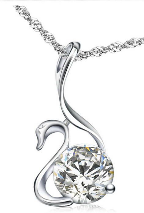 Buy SAI Platinum Plated Swan Pendant Necklace Crystal Jewelry Online ...