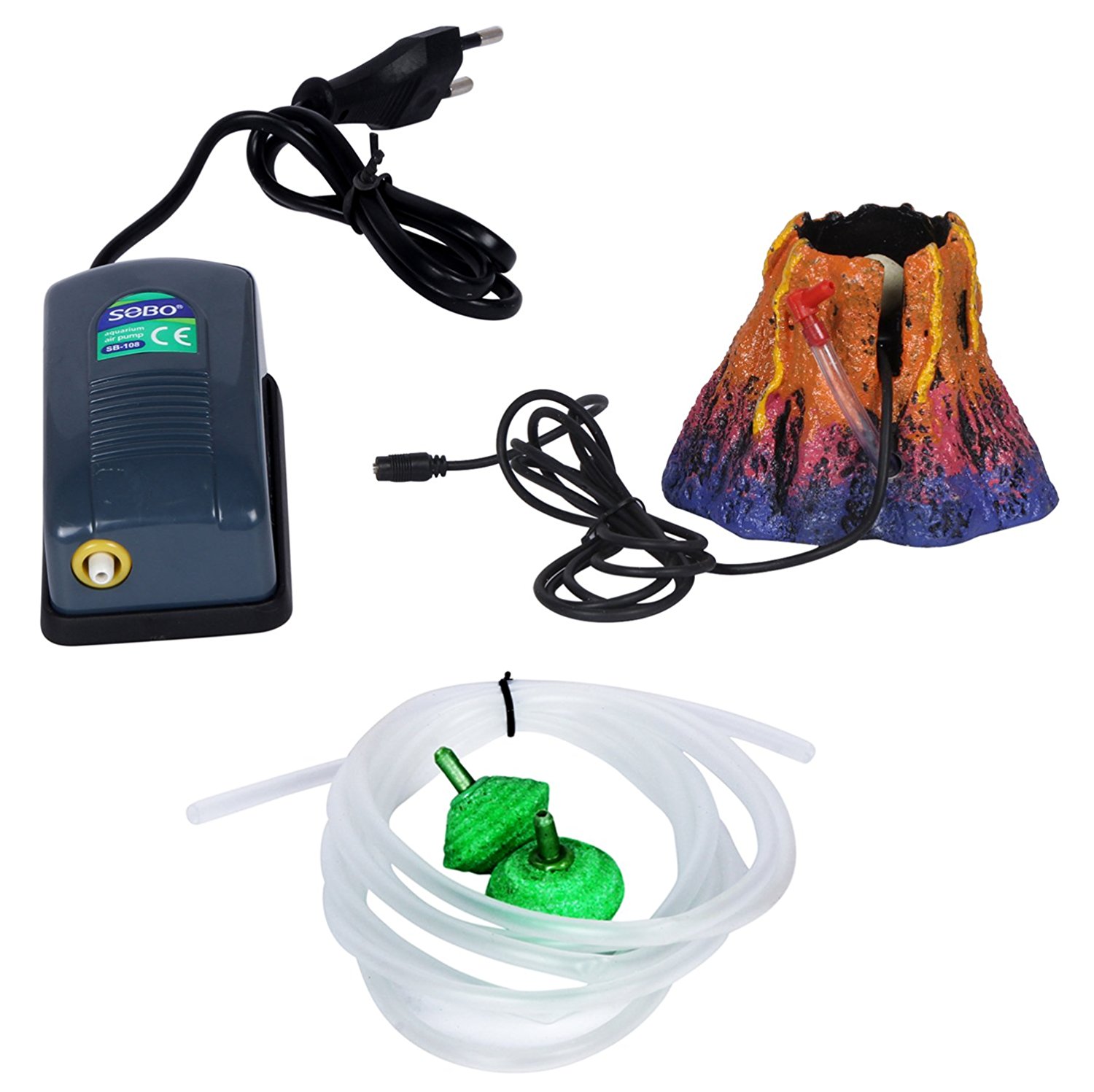 Buy Aquarium air pump And volcano with LED light and Air stones Online ...