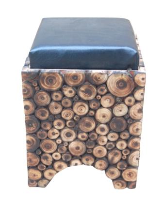 Buy Wooden Stool/Chair With Storage Made From Natural Wood Blocks ...
