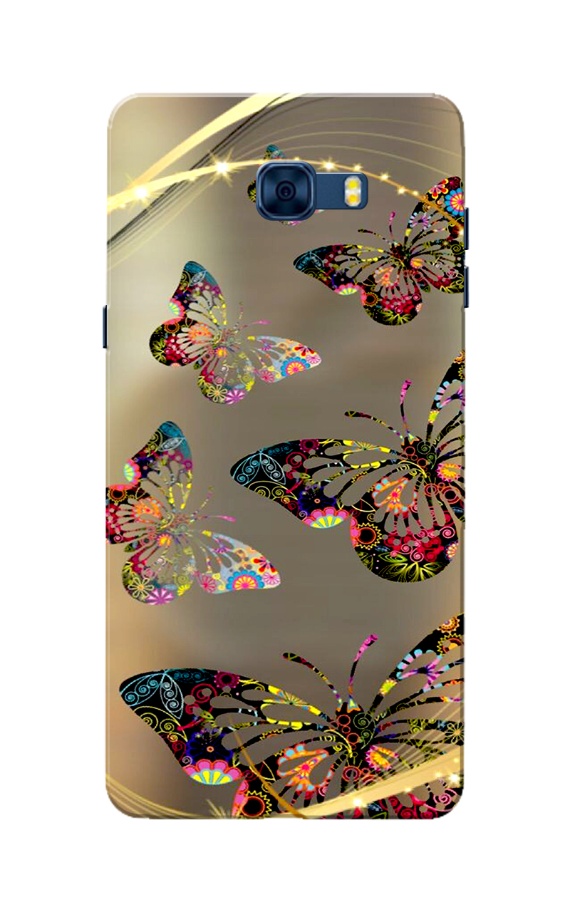 Buy Galaxy C7 Pro Case, Butterflies Golden Brown Slim Fit Hard Case ...