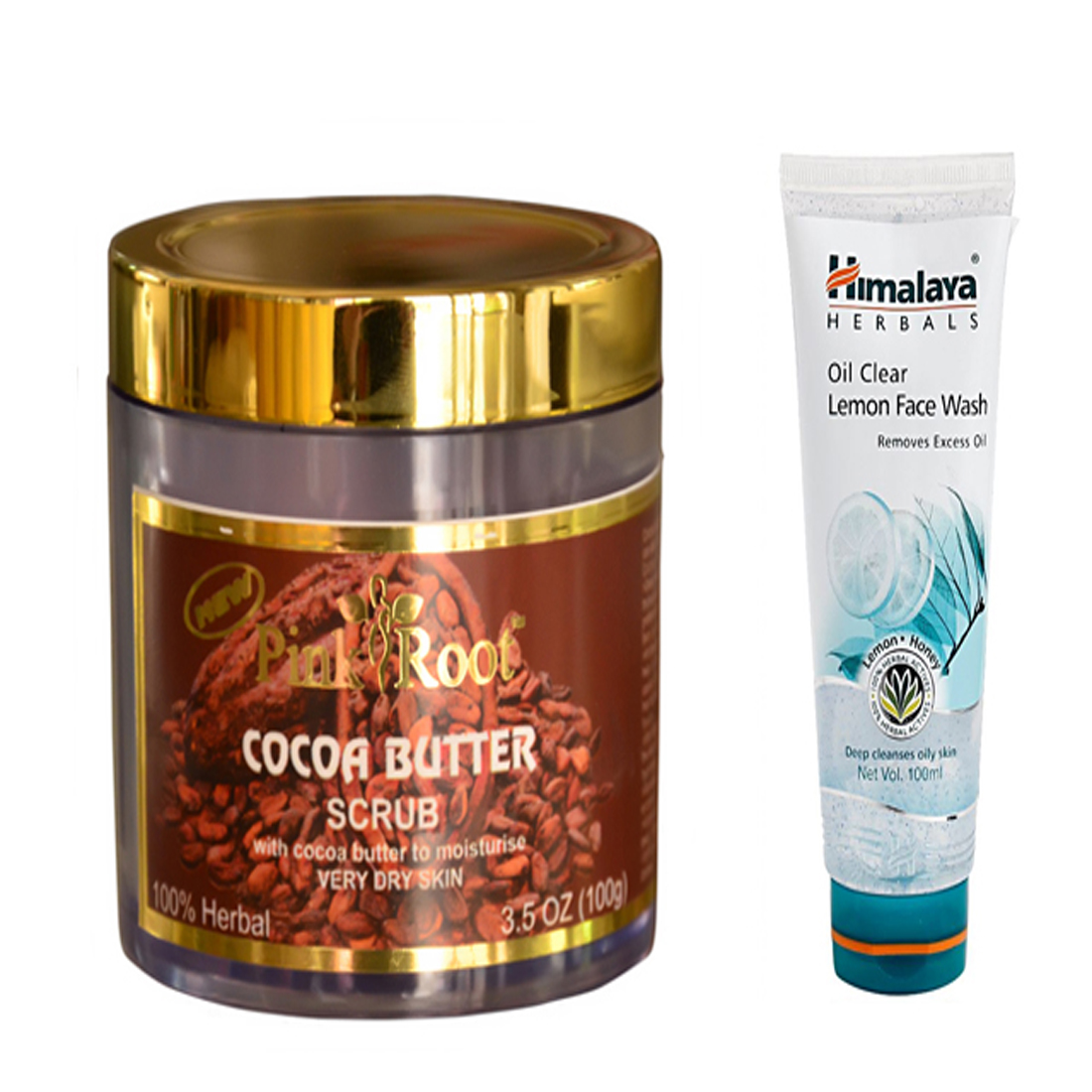 Buy Pink Root Cocoa Butter Scrub (100gm) with Himalaya Oil Clear Lemon ...