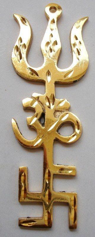 Buy 4.00 Inches ASHTADHATU Tri Shakti Yantra (Swastik Om Trishul Symbol ...