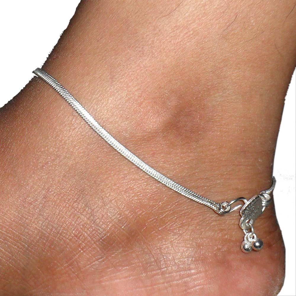 Beadworks Silver Alloy Silver Plated Payal Pajab For Women