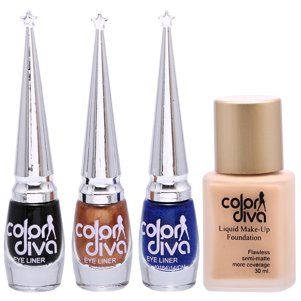 Buy Color Diva 1 Forsted Foundation Black, Blue, Golden Eyeliner Online ...