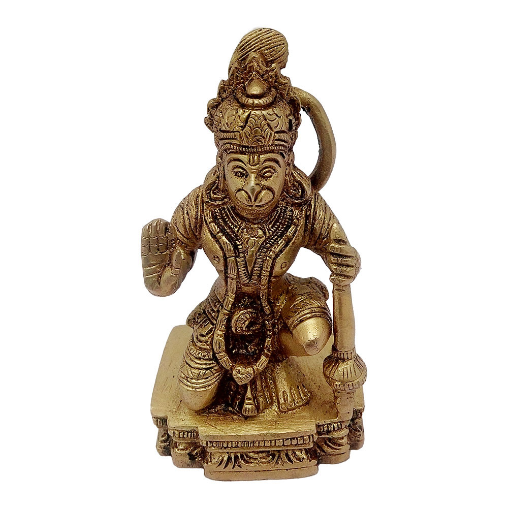 Buy Brass Golden Finish Hindu God Hanuman Idol Lord Mahavir Statue ...