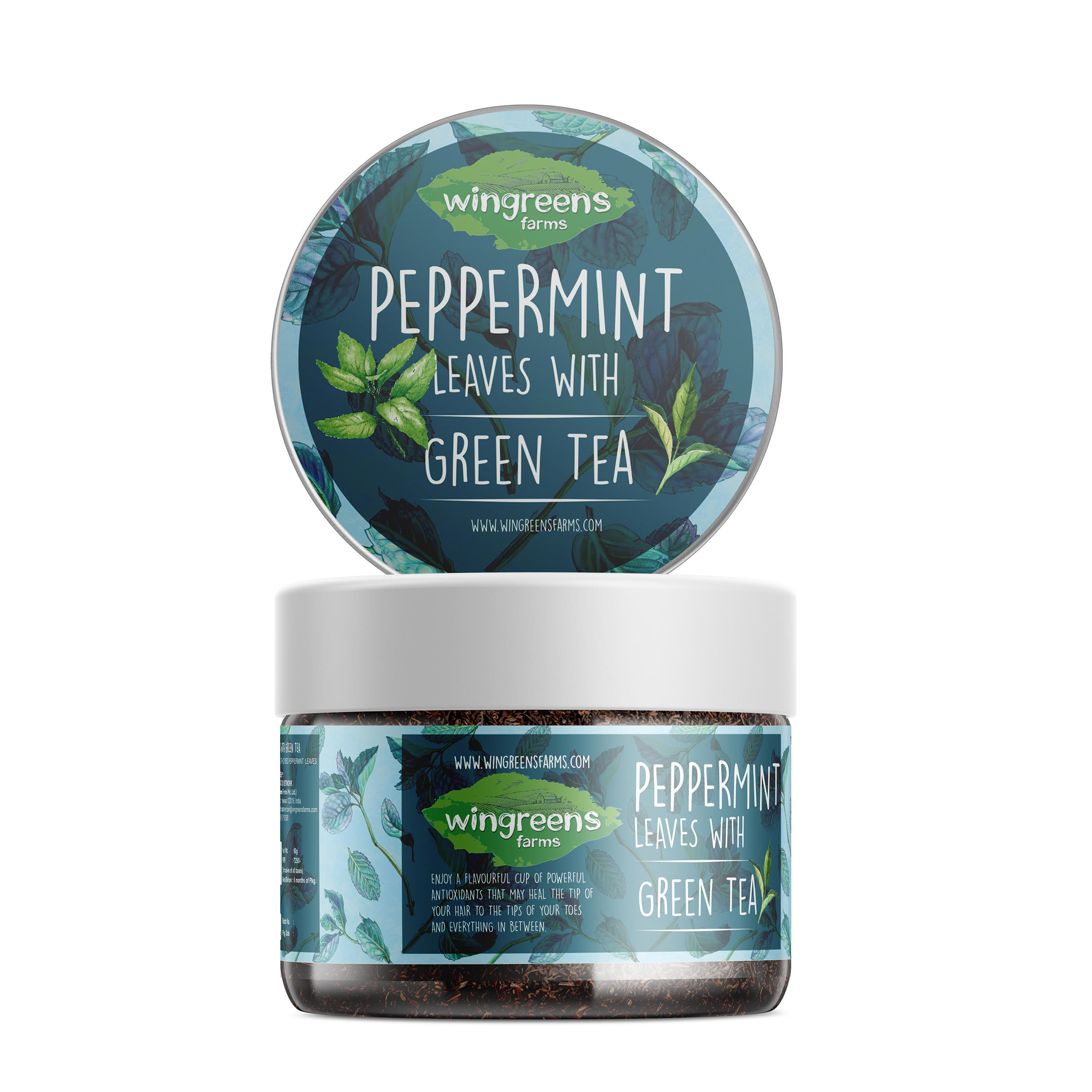 Wingreens Farms Green Tea - With Peppermint Leaves