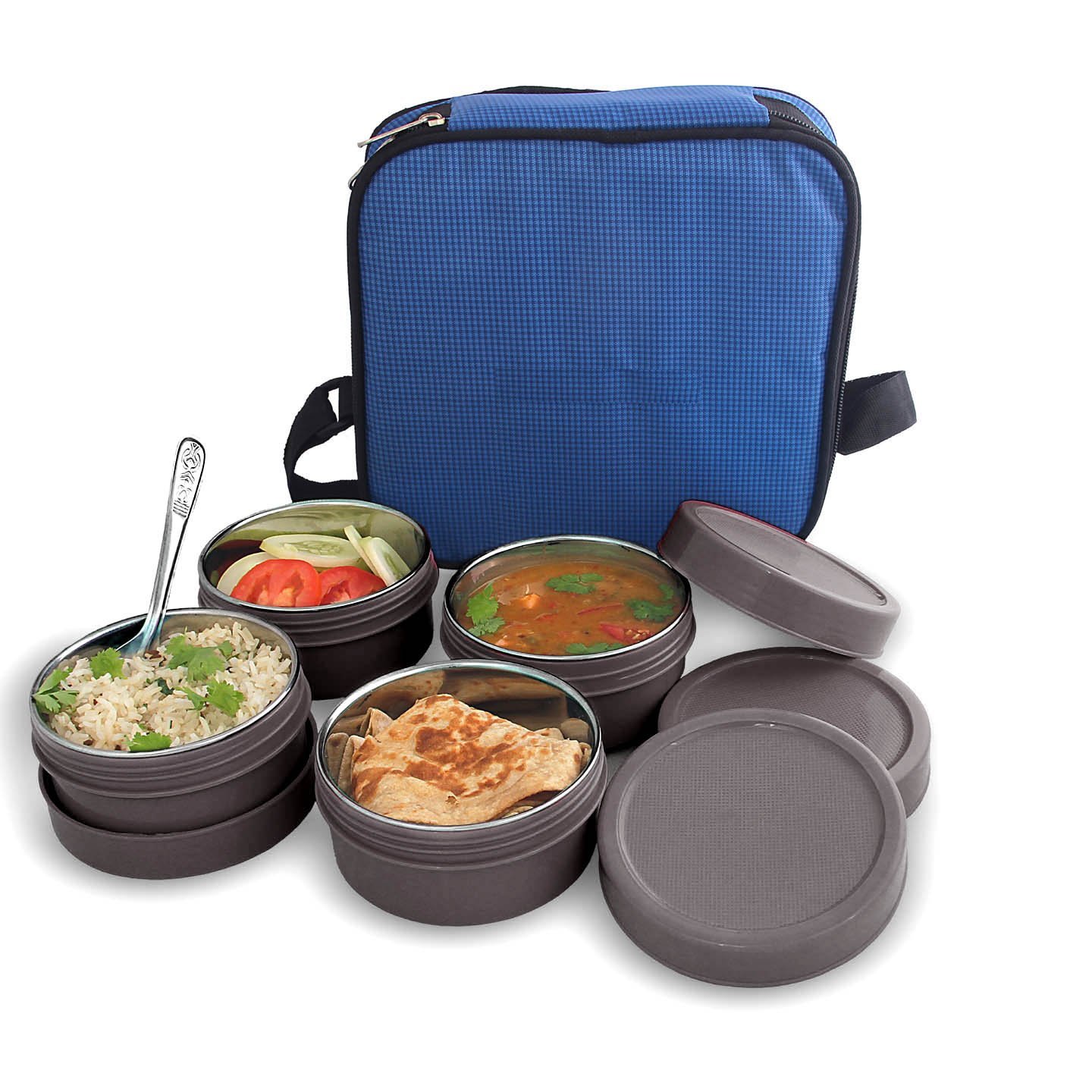 Buy BMS MaxFresh 2in1 Steel Polypropylene Lunch Box Set, 8 Pieces ...
