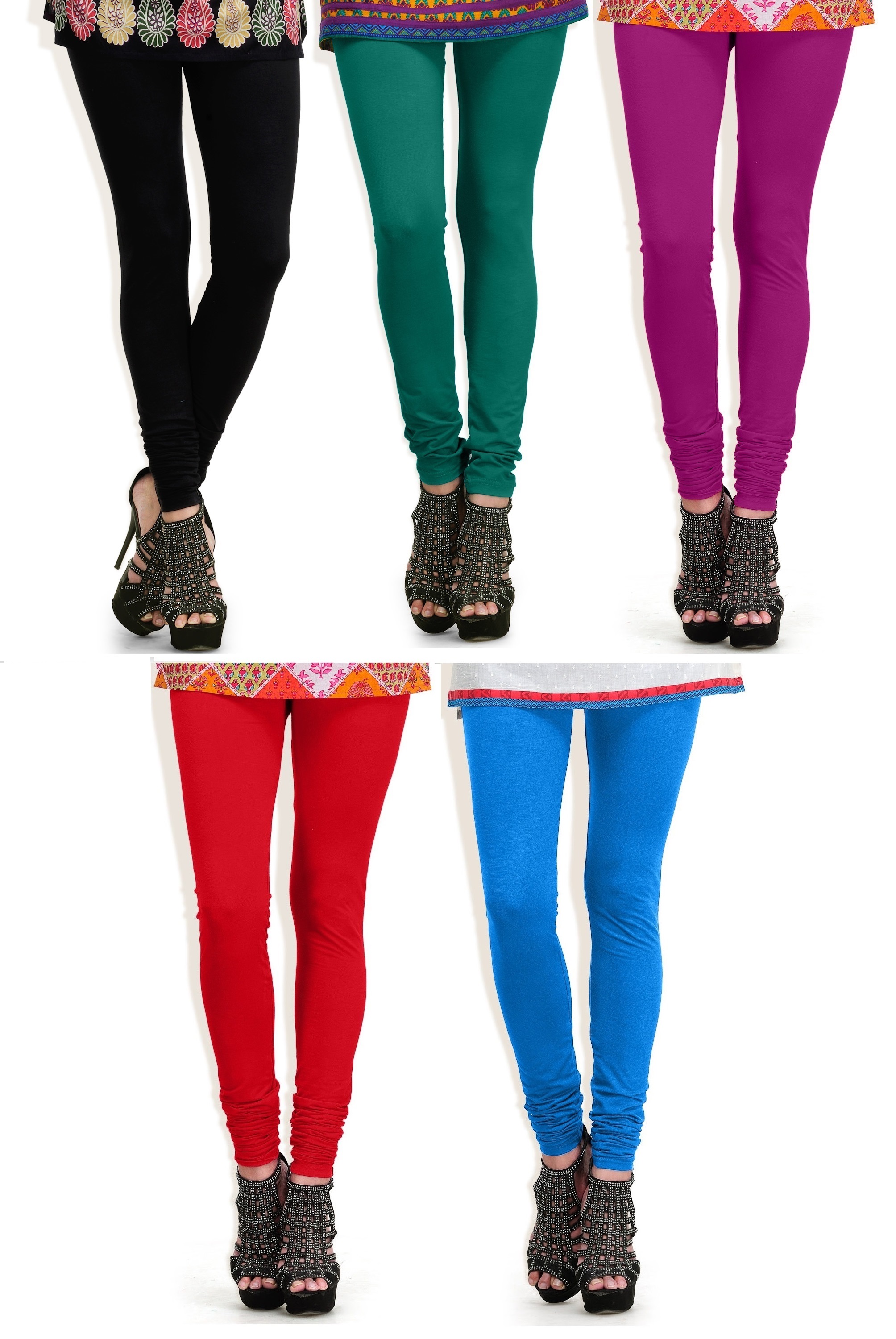Buy TSL Cotton Multicolor Women's Pack Of 5 Legging OLC-5-1 Online ...