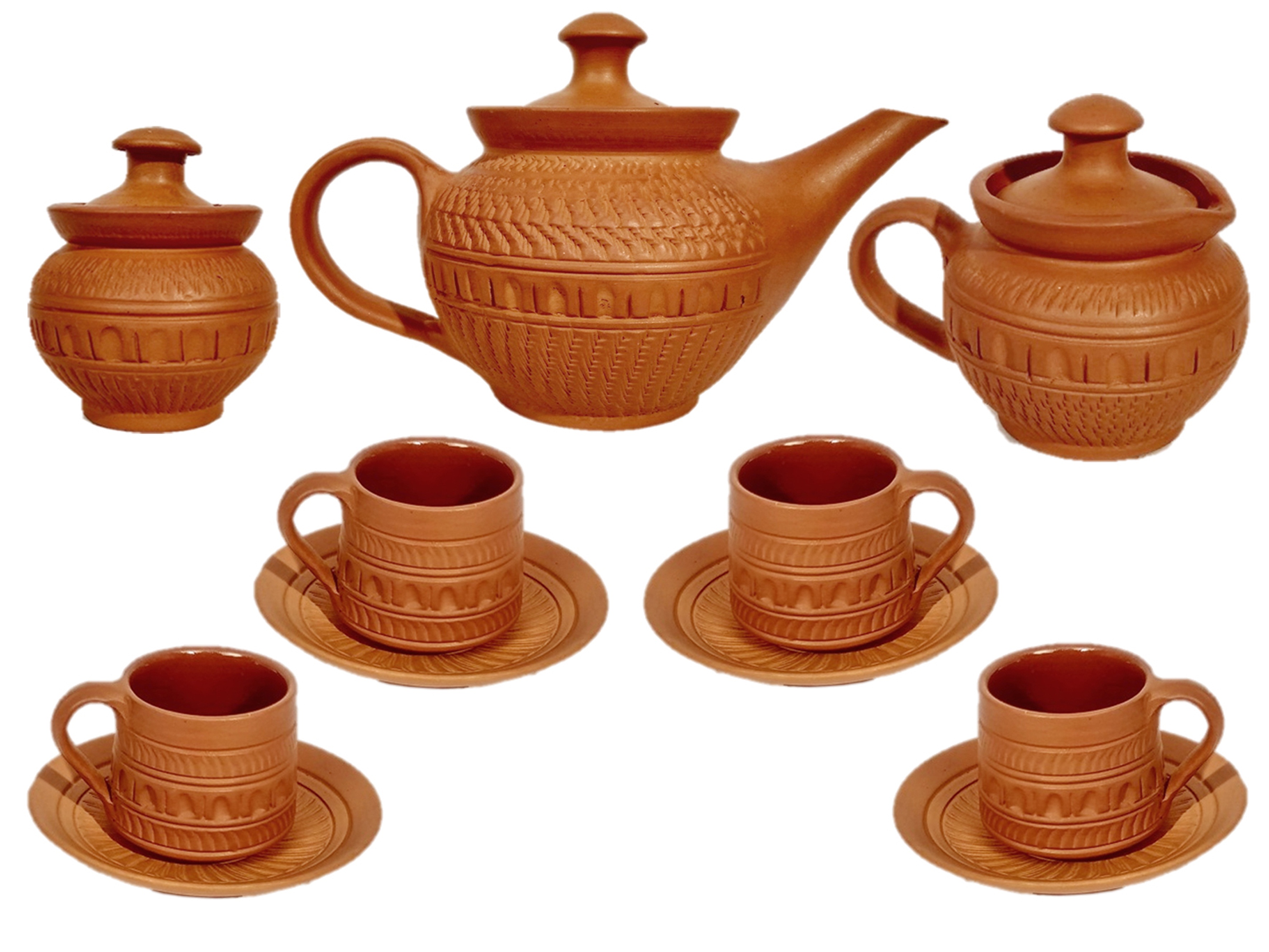 Buy CUP PLATE TEA SET TEA POT MILK POT SUGAR POT 4 CUP PLATE SET ...